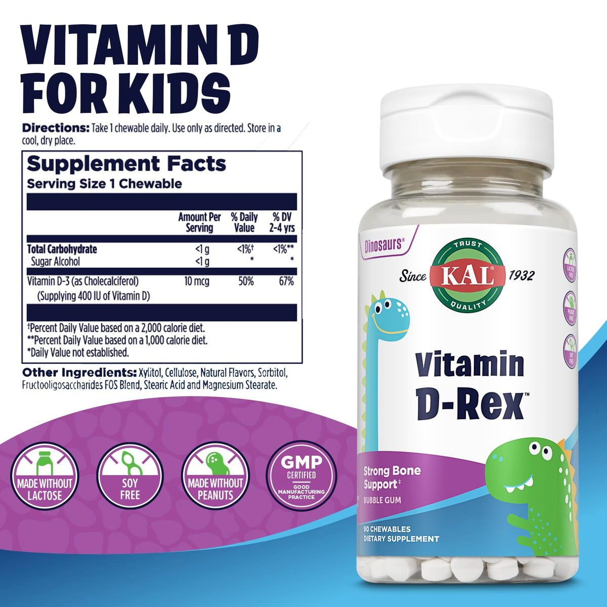 Dinosaur shaped vitamin D for kids