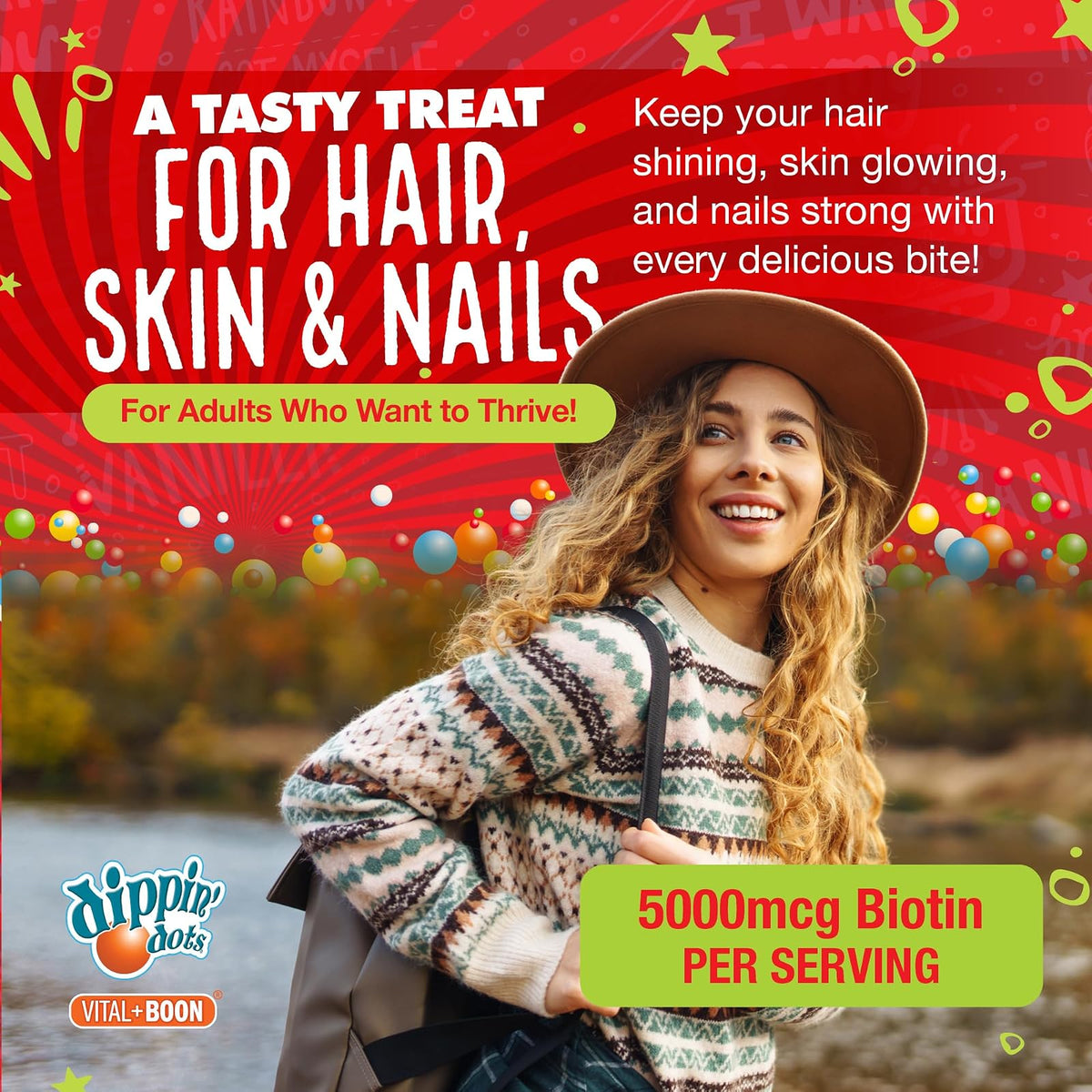 Dippin' Dots skin and nails support