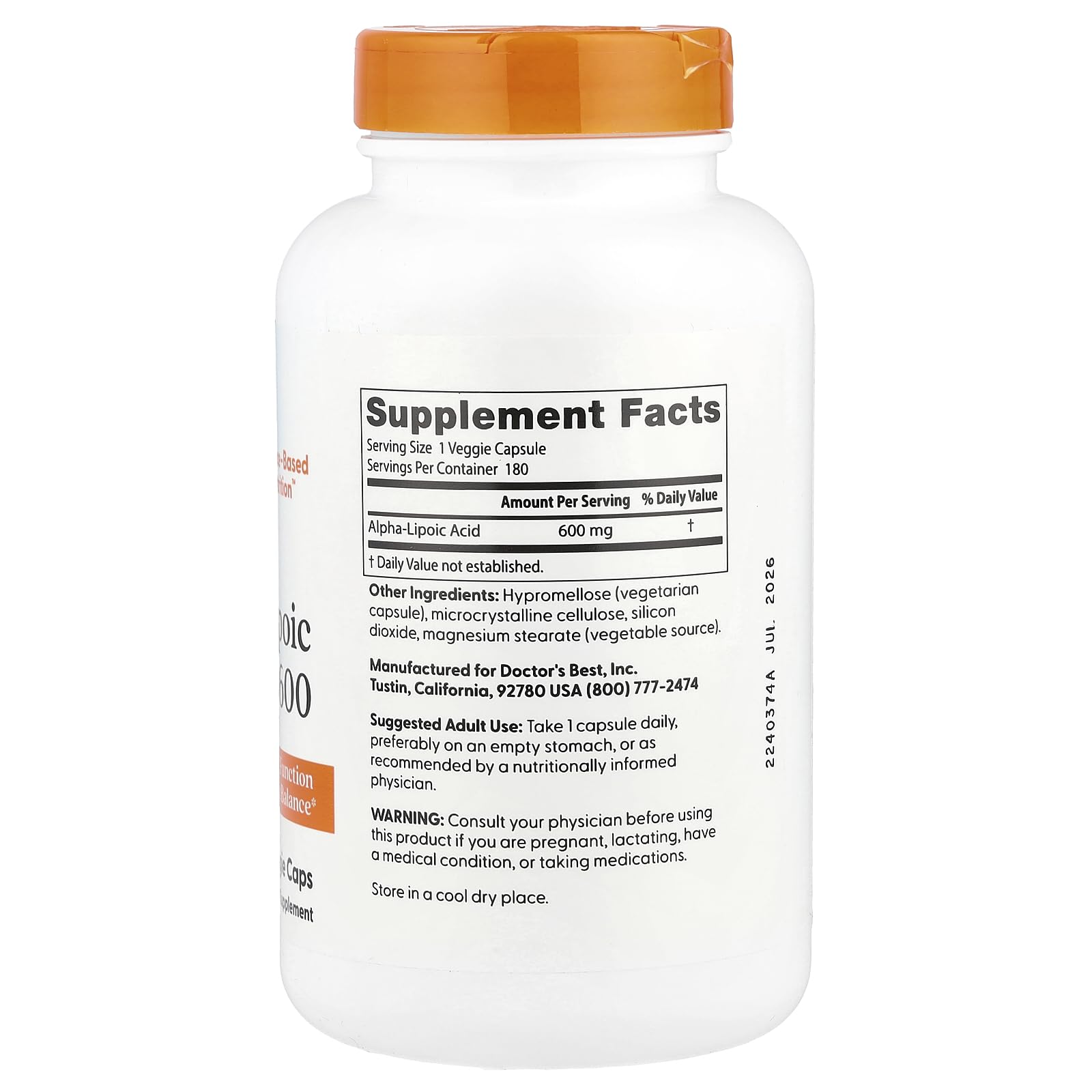 Doctor's Best alpha lipoic acid capsules
