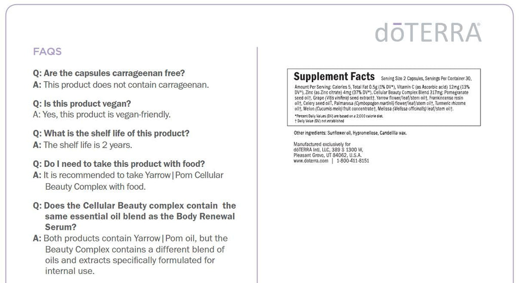 doTERRA Yarrow Pom capsules for energy