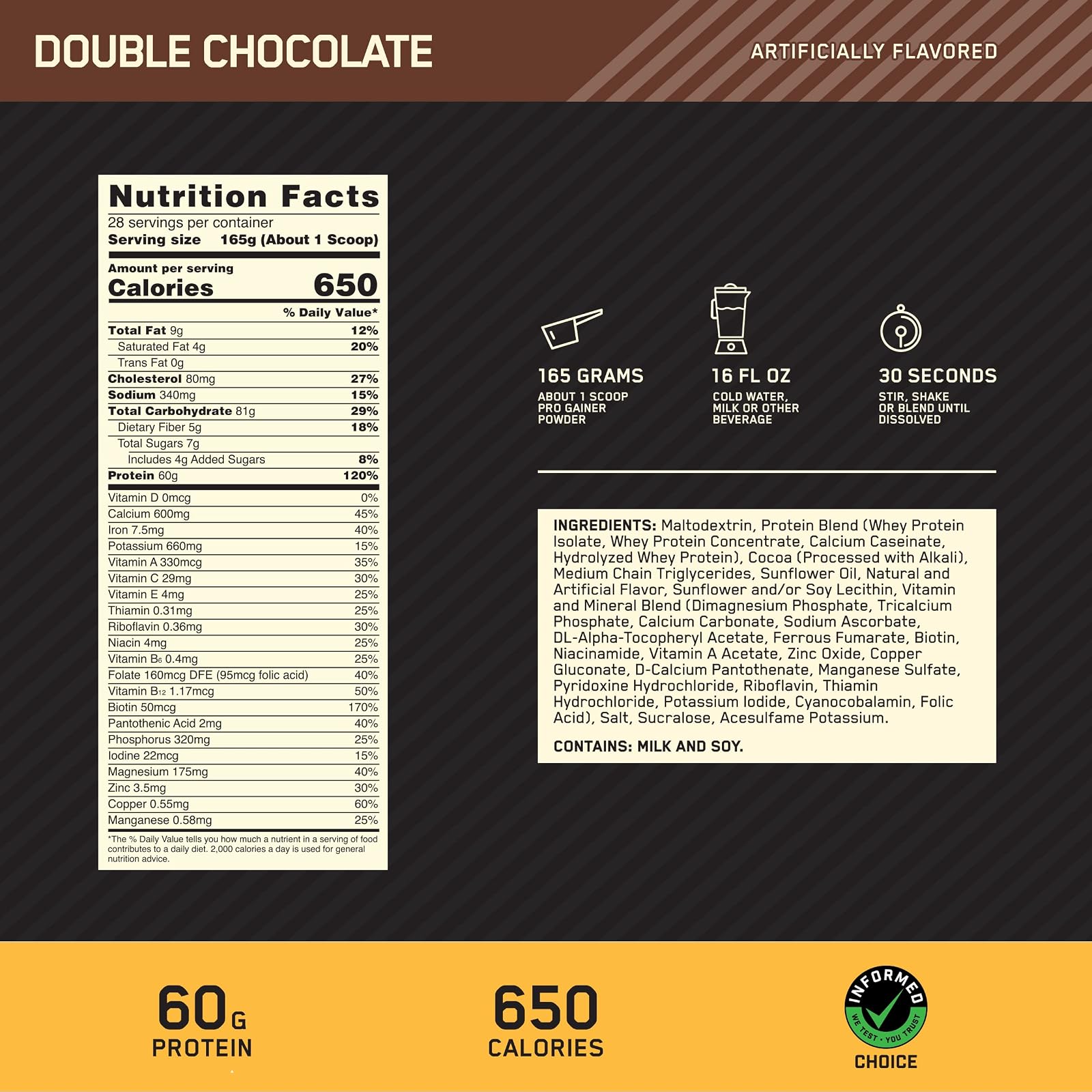 Double chocolate protein weight gainers