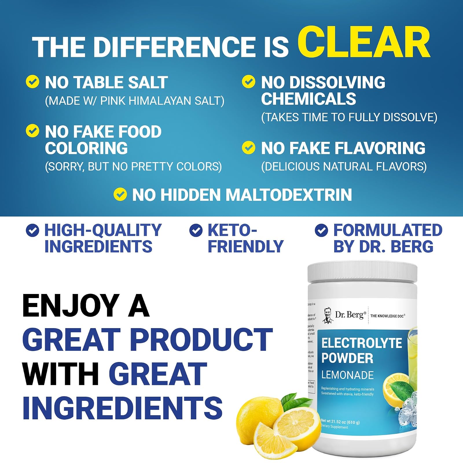 Dr. Berg electrolyte powder for energy boost