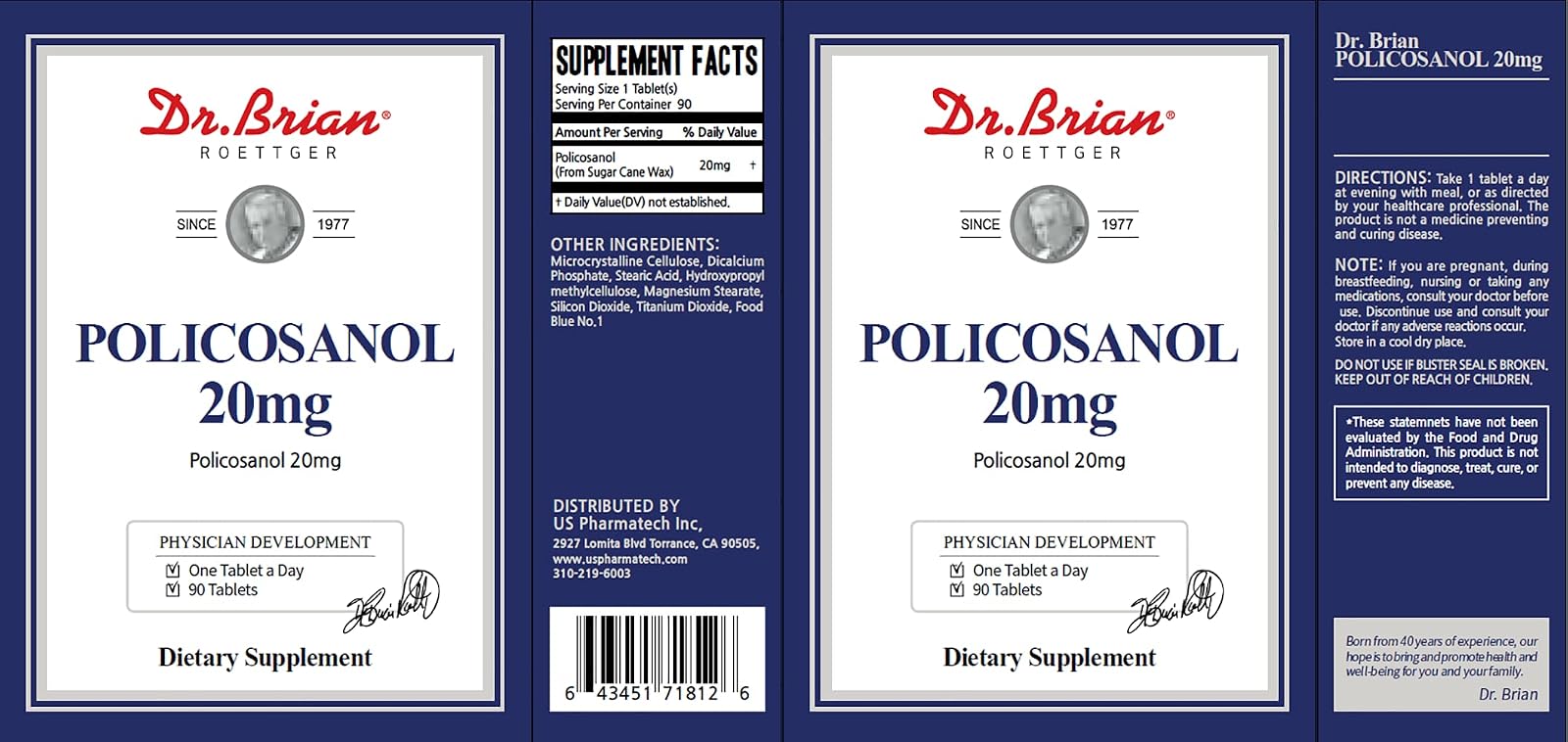 Dr. Brian 20 mg Policosanol tablets