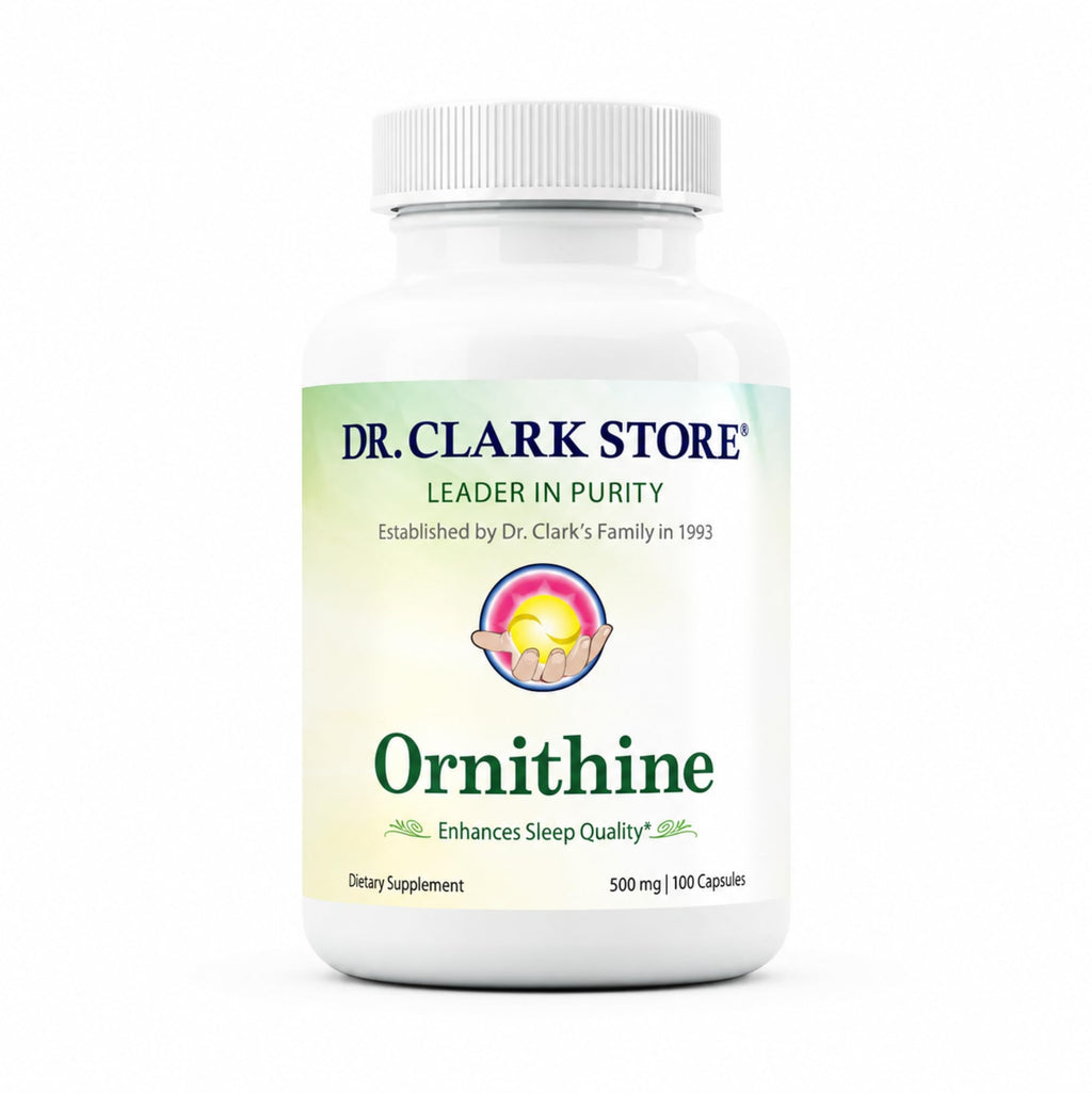 Dr. Clark Ornithine Dietary Supplement 500mg - 100 Gelatin Capsules for Natural Sleep Aid, Protein Metabolism, Detoxification - Non-GMO & Gluten Free - 1