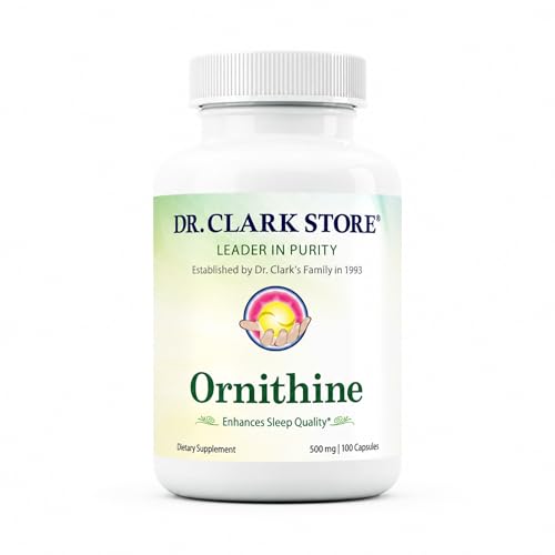 Dr. Clark Ornithine Dietary Supplement 500mg - 100 Gelatin Capsules for Natural Sleep Aid, Protein Metabolism, Detoxification - Non-GMO & Gluten Free - 2