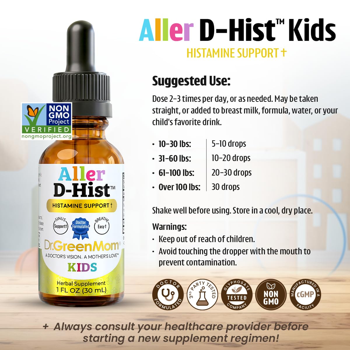 Dr. Green Mom Aller D-Hist Kids easy dosing