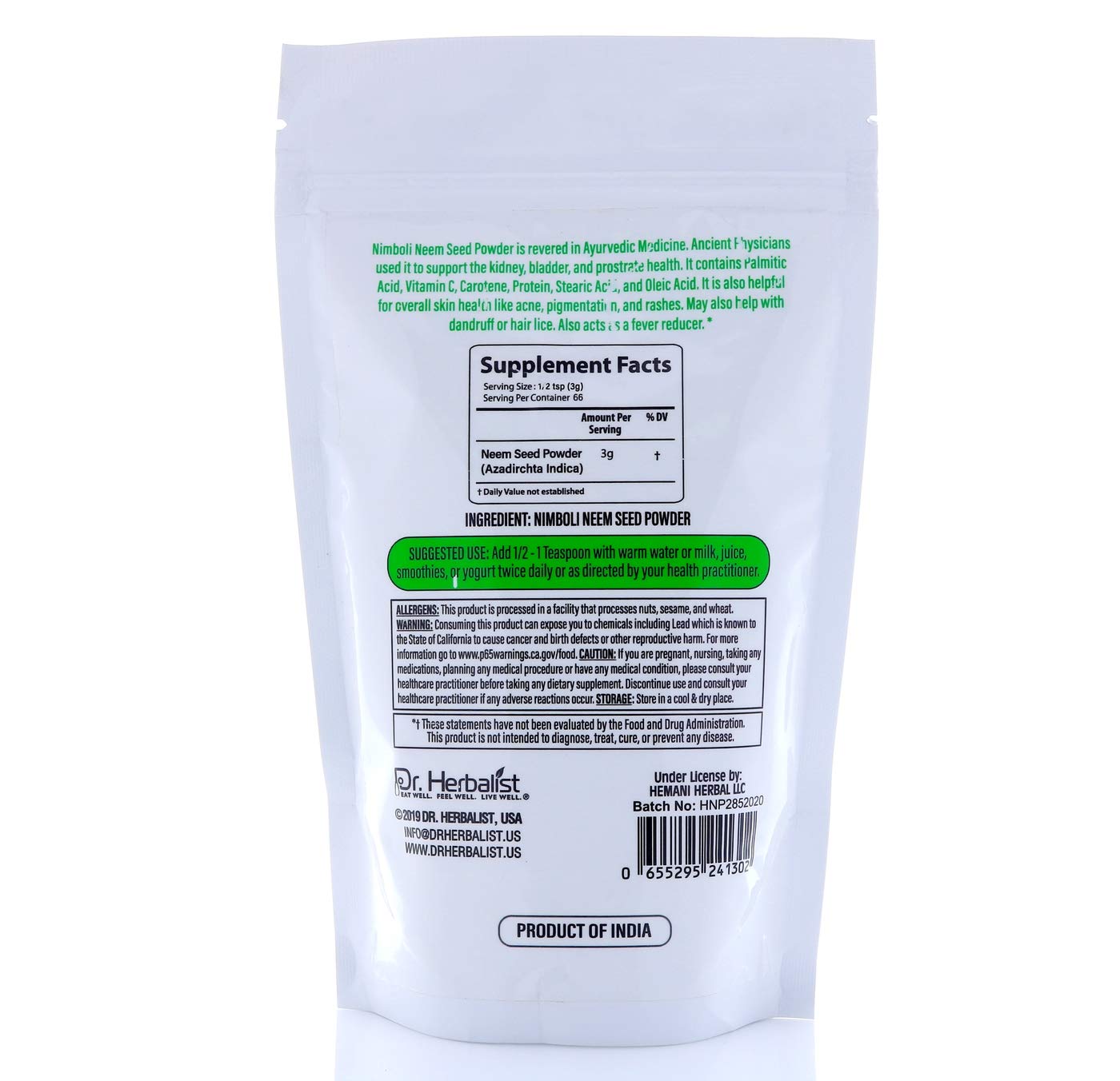 Dr. Herbalist neem powder benefits