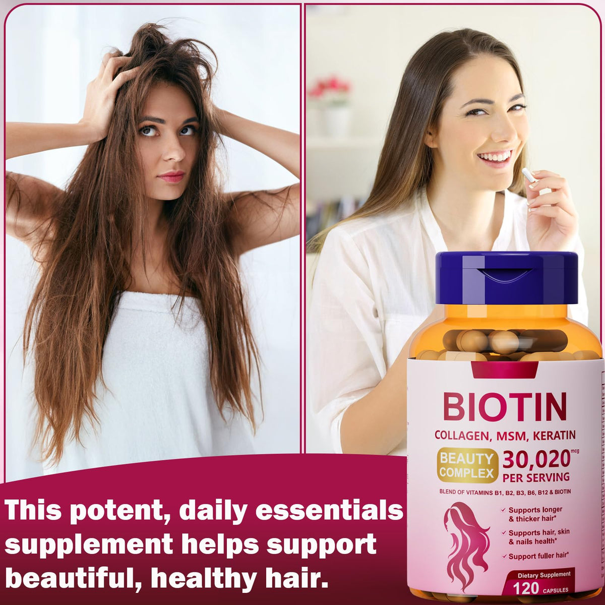 Dr.HR Biotin supports hair growth