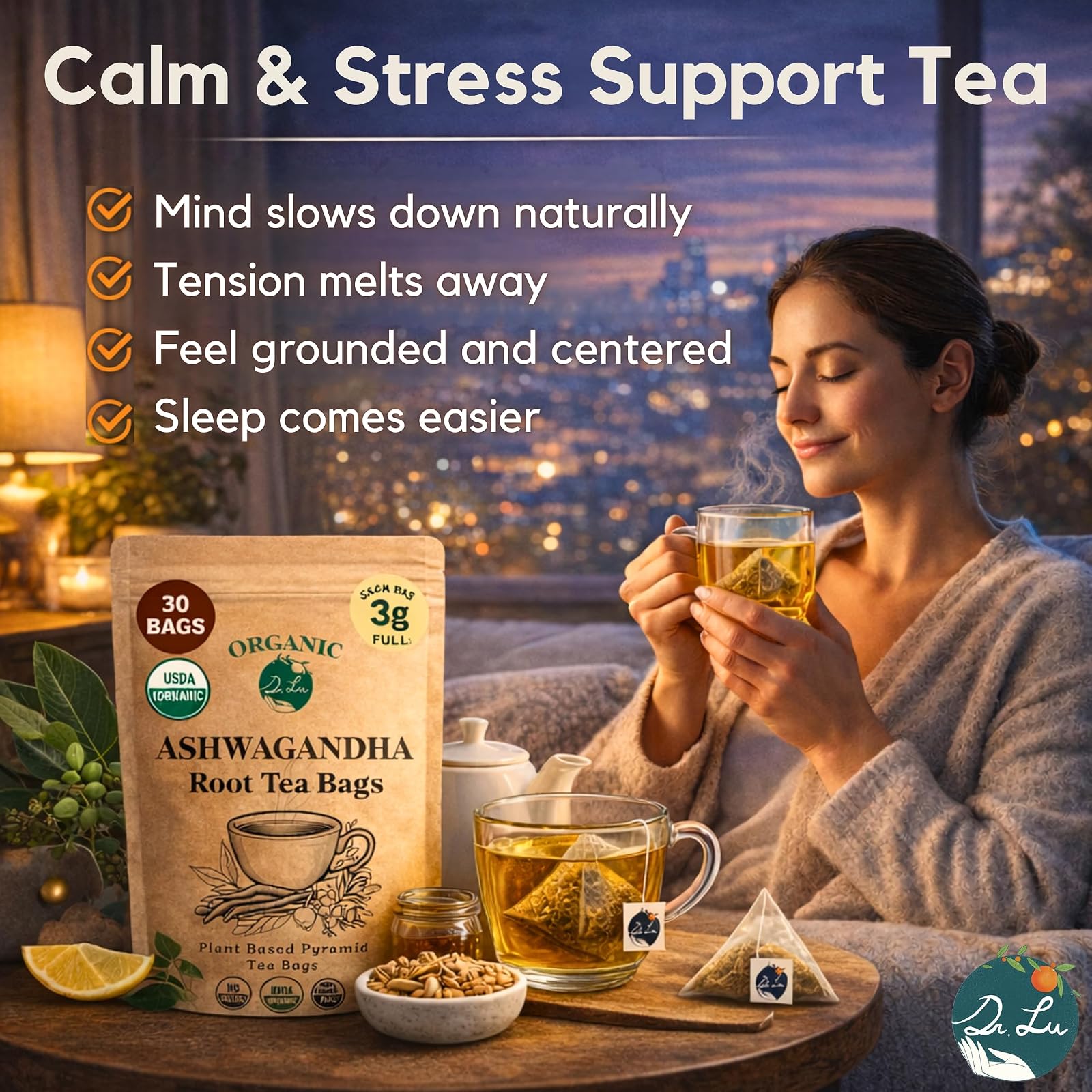 Dr. Lu's Ashwagandha tea for wellness
