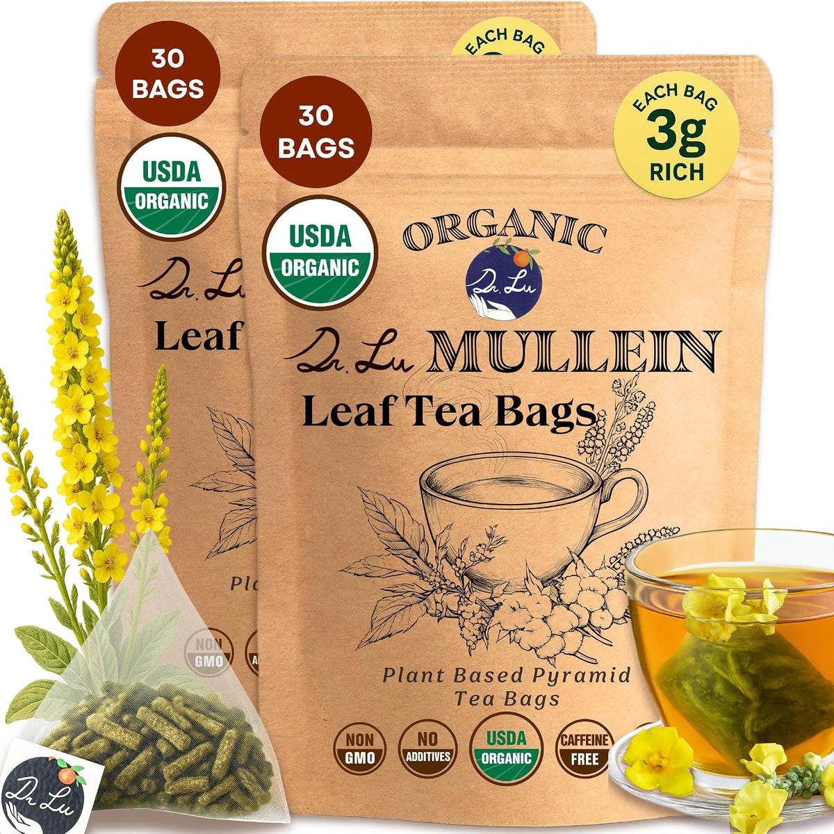 Dr. Lu's organic mullein leaf tea bags