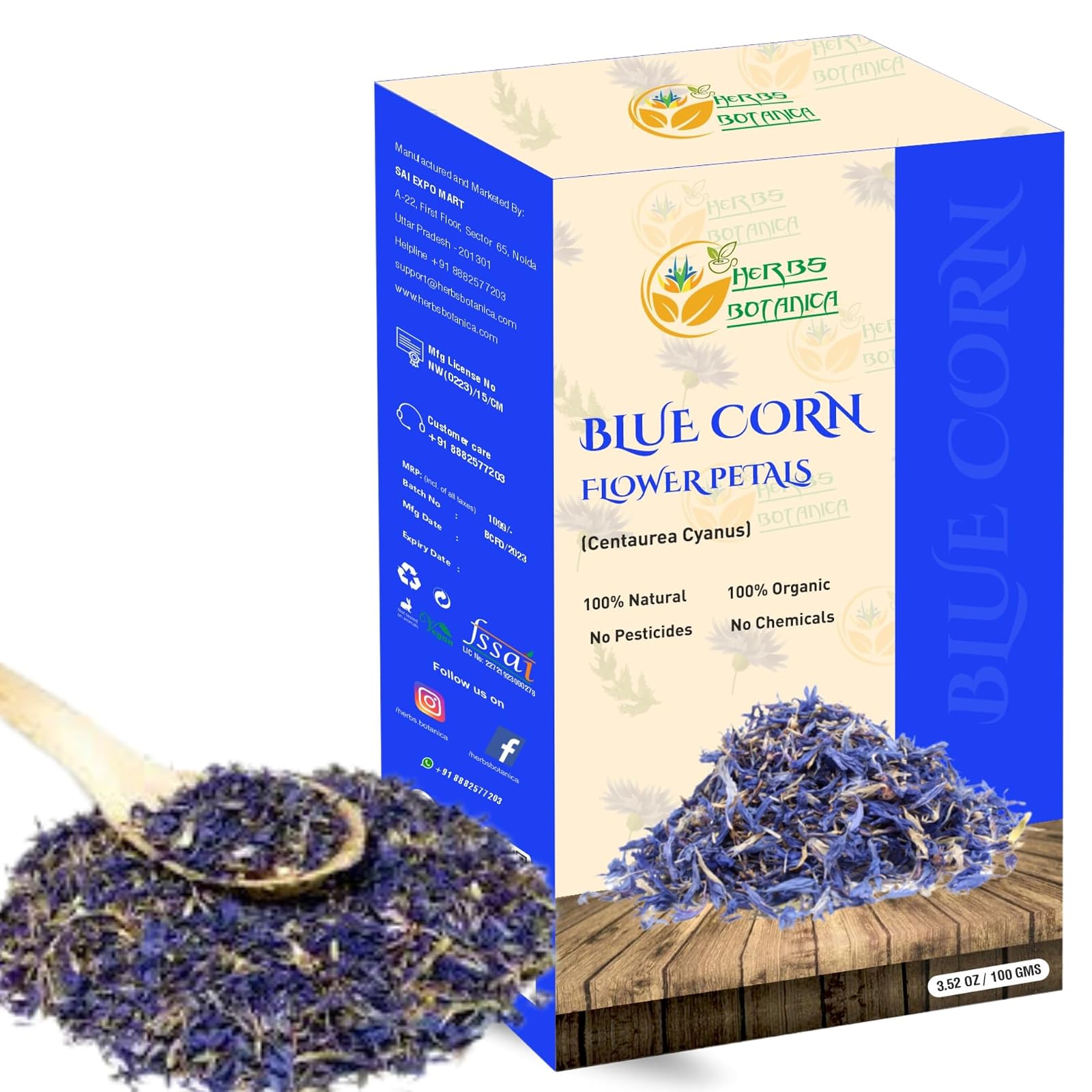 dried blue cornflower petals for tea