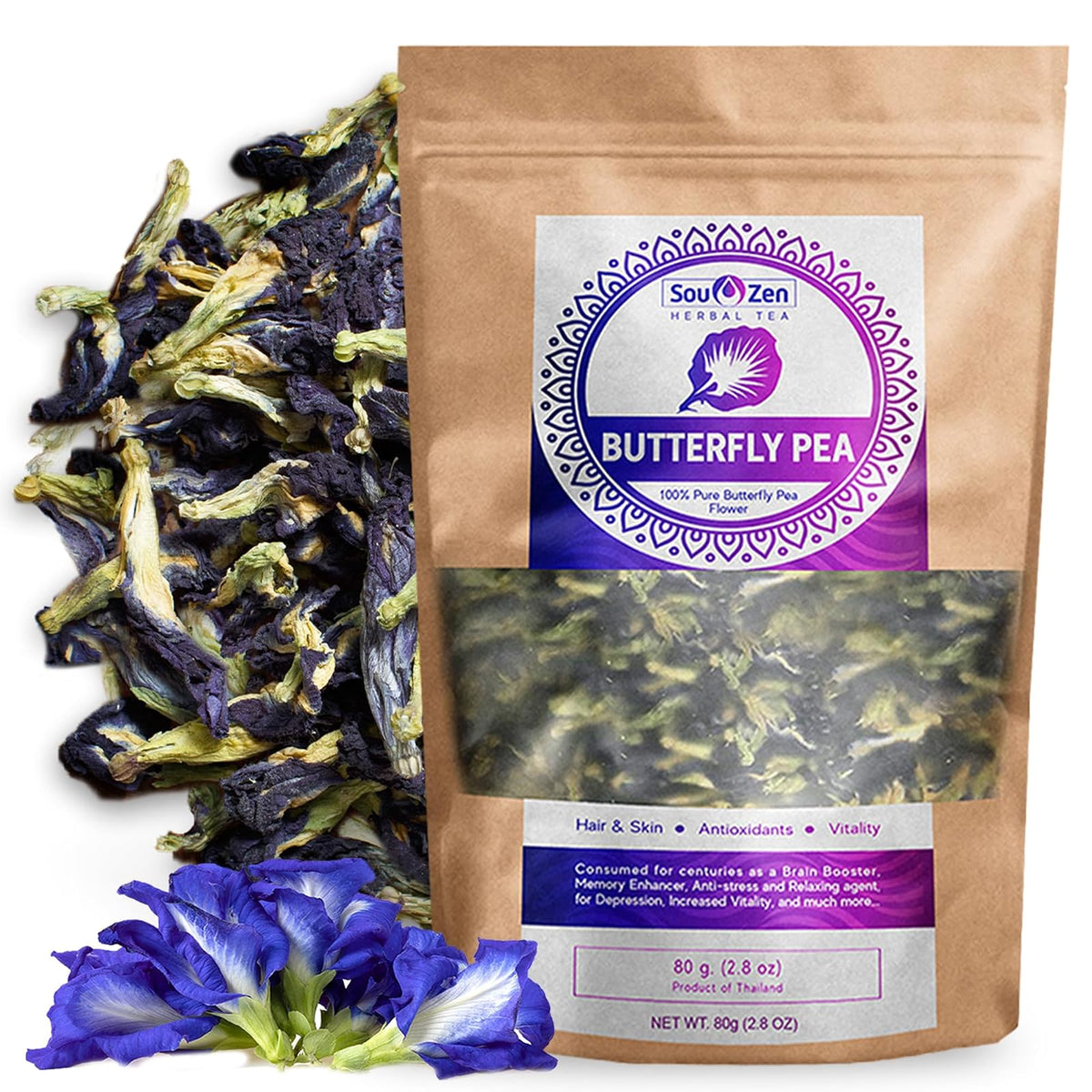 dried butterfly pea flowers herbal tea