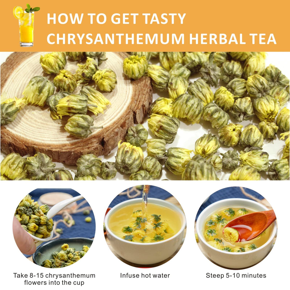 Dried chrysanthemum for soothing tea