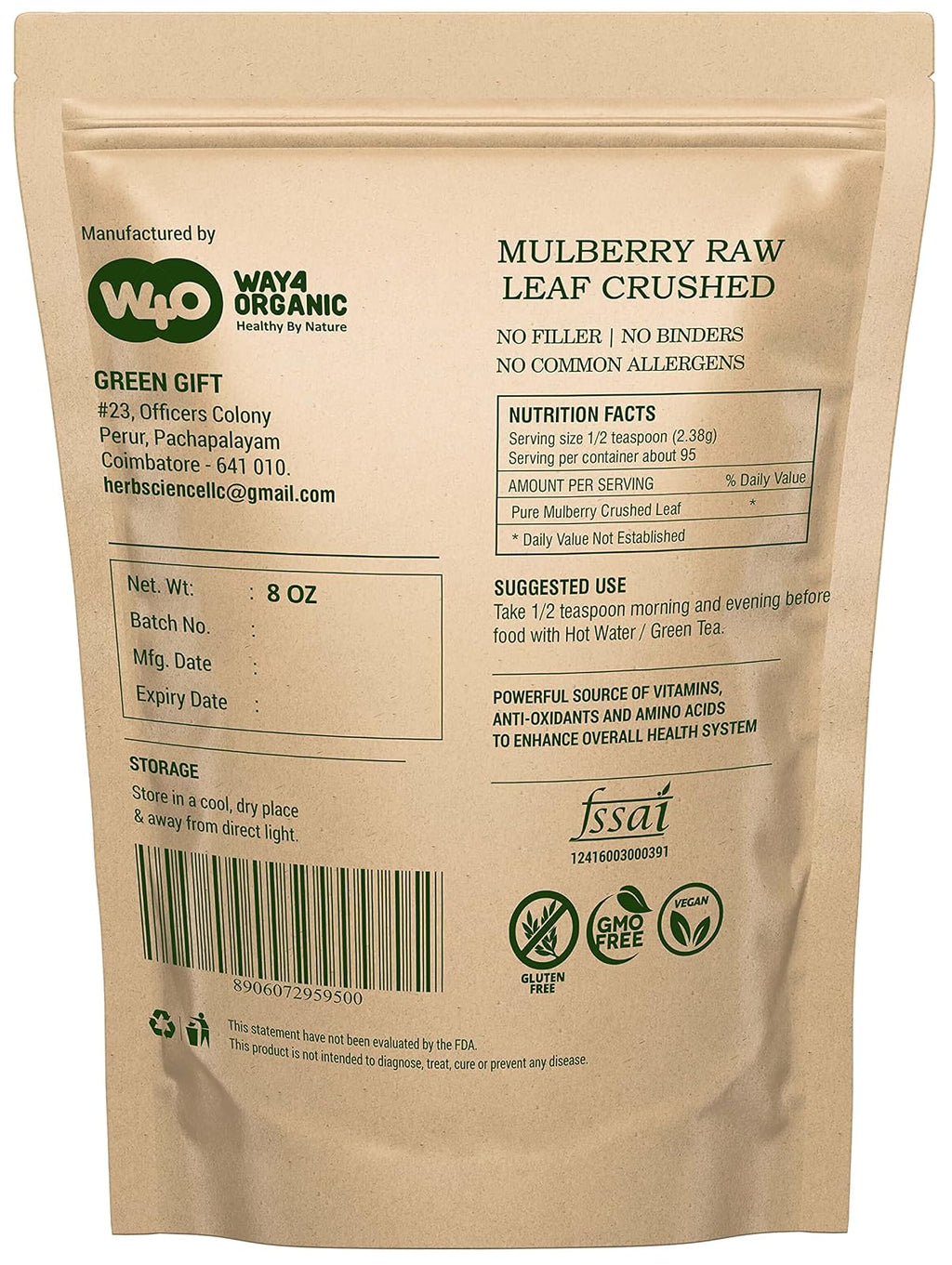 dried crushed mulberry leaves for tea