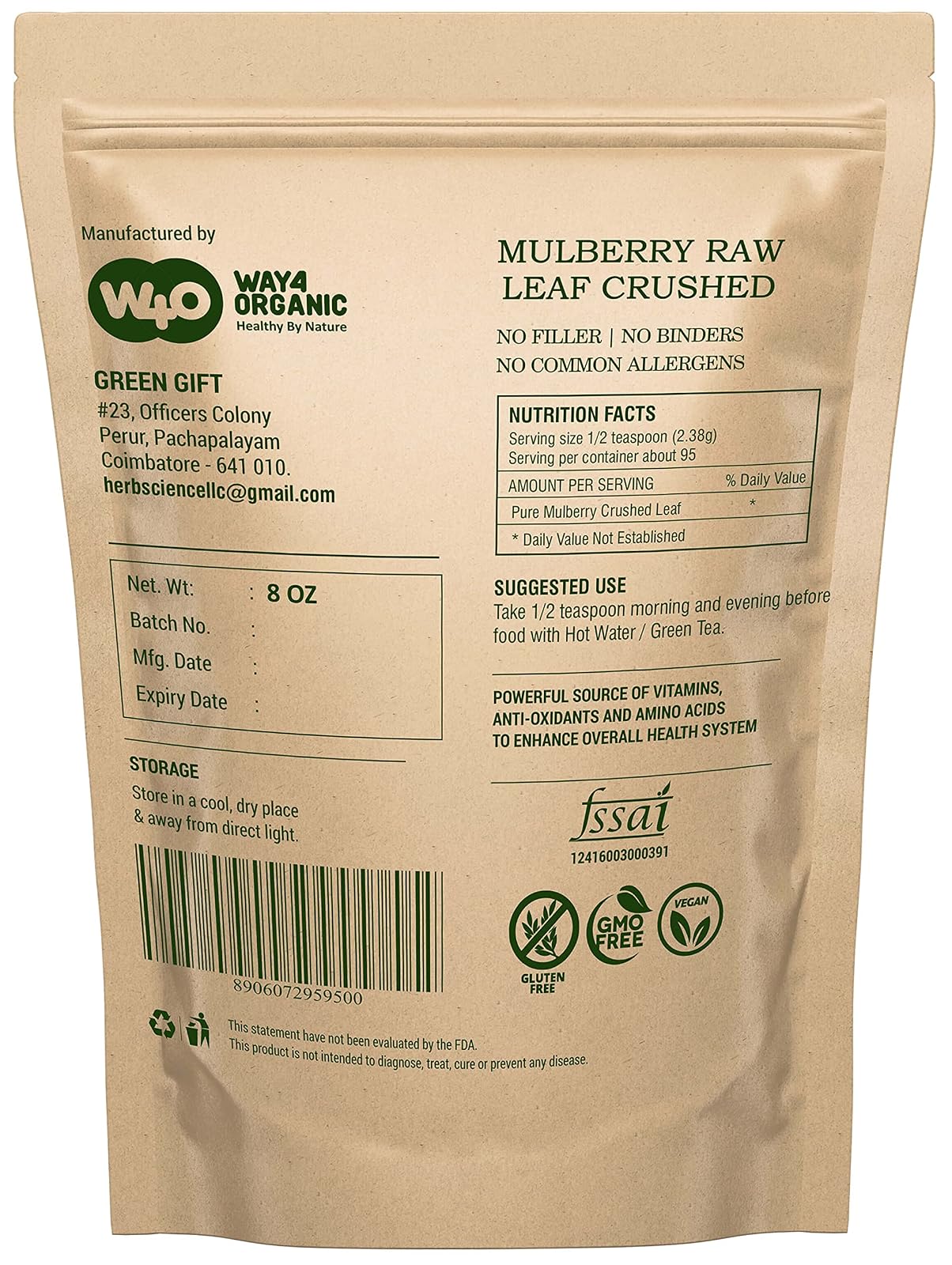 dried crushed mulberry leaves for tea