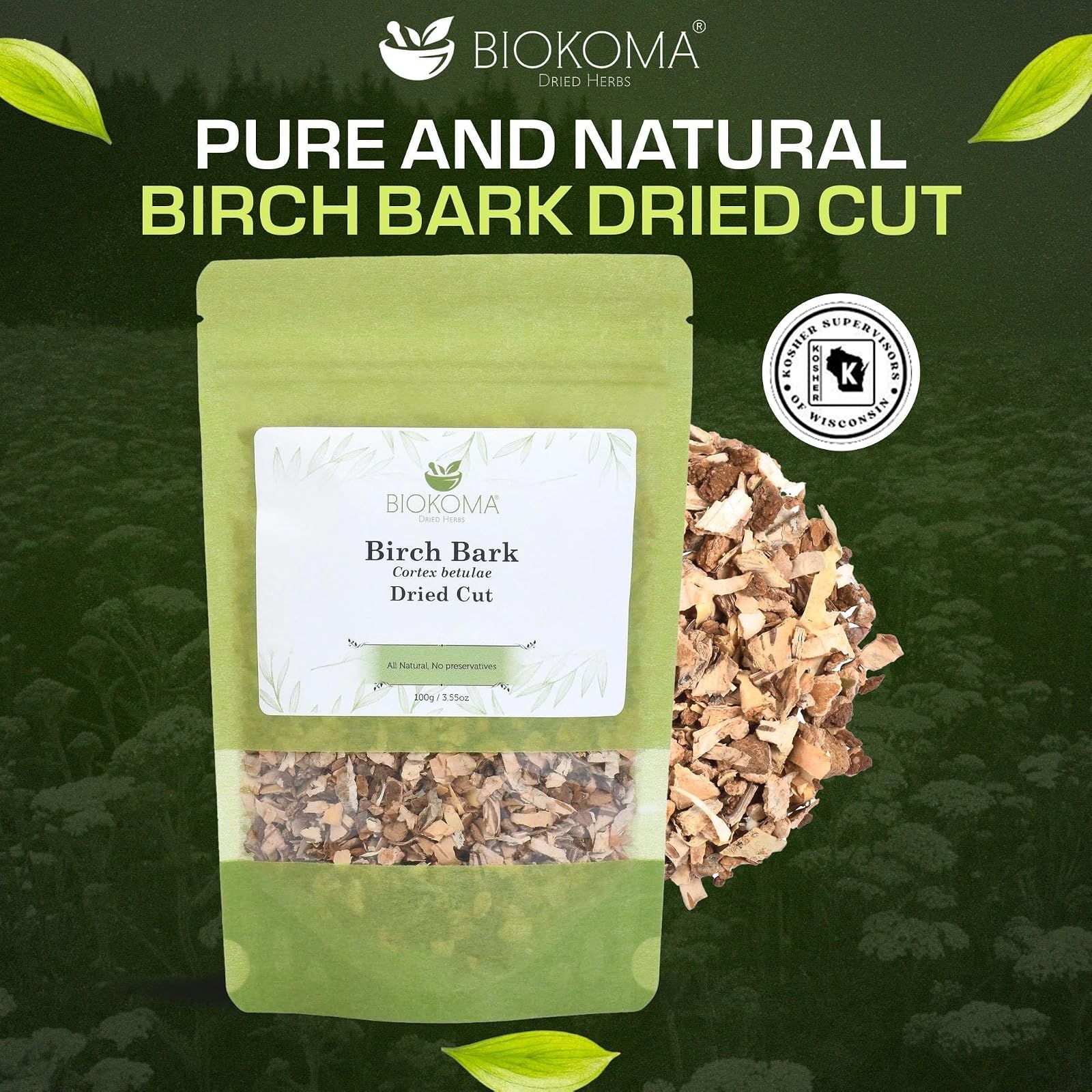 dried cut birch bark tea