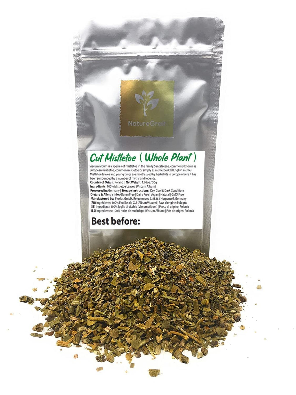 Dried cut mistletoe leaves for wellness