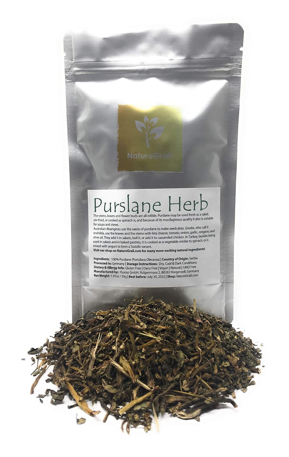 dried cut purslane herb for tea