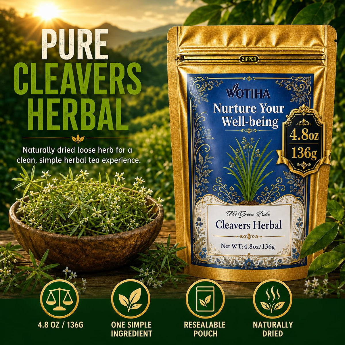 Dried Galium Aparine for natural remedies