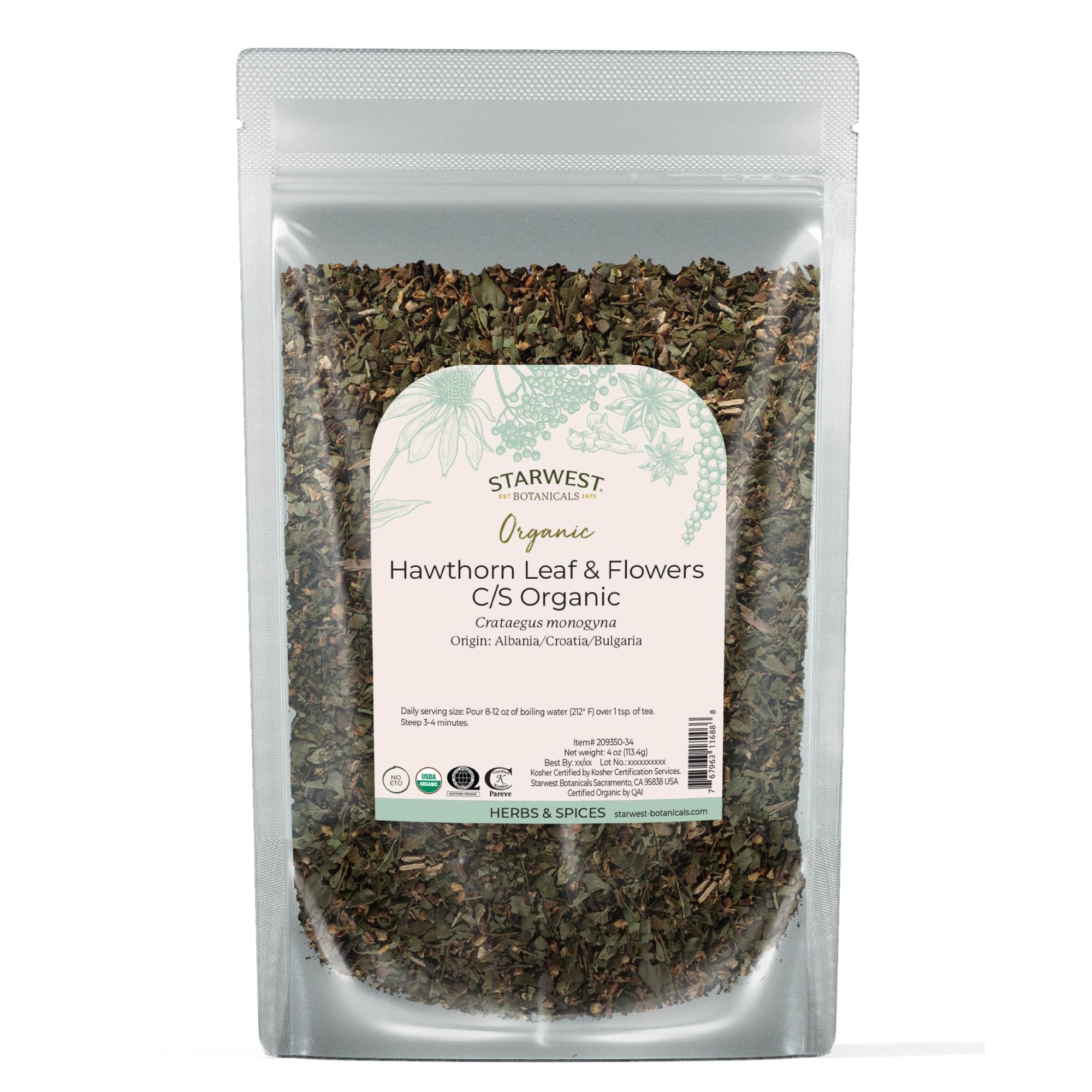 dried hawthorn flowers loose leaf