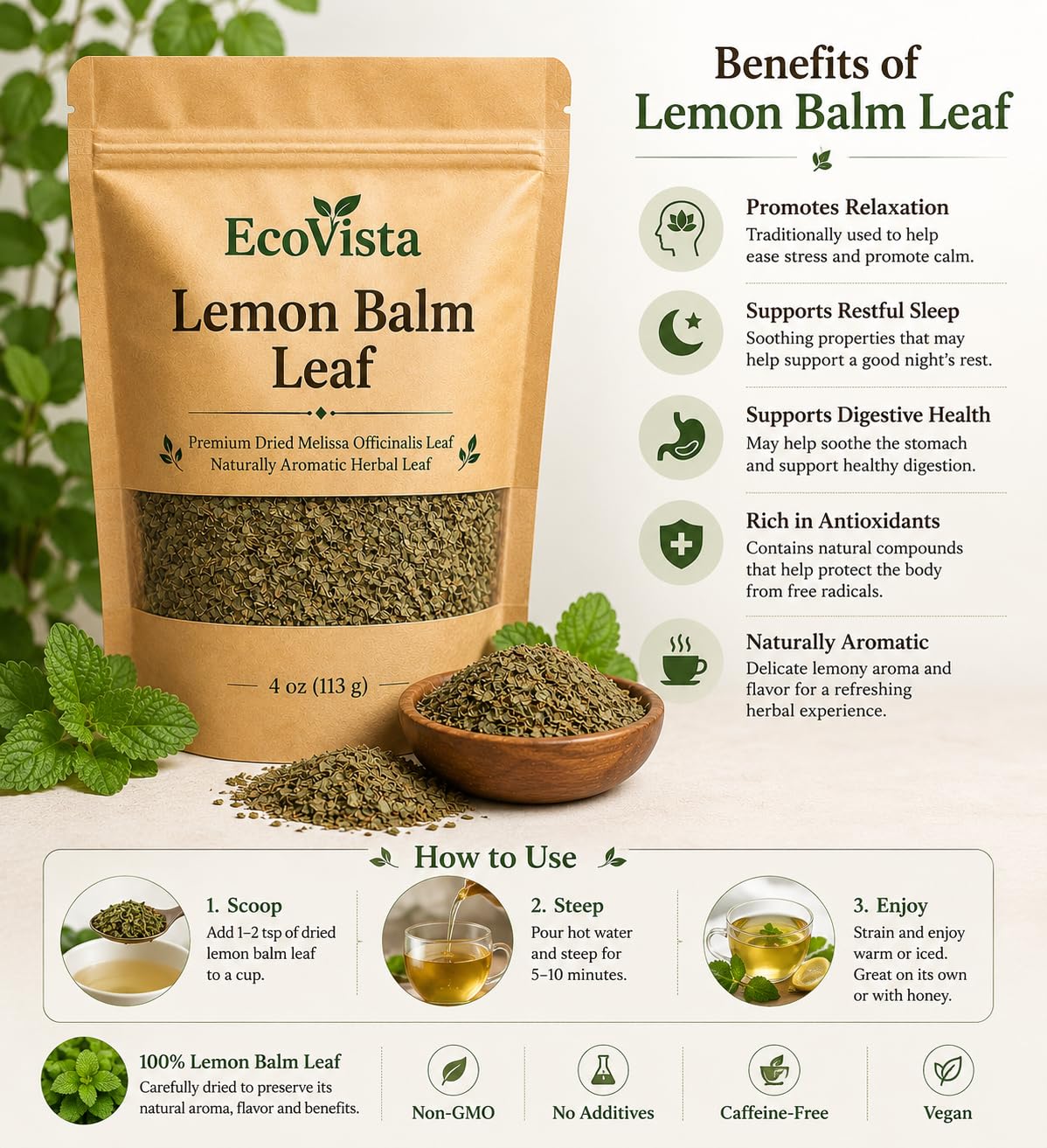 dried herbal leaf for calming tea