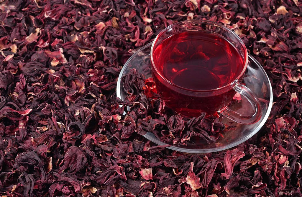Dried hibiscus flowers for refreshing drinks