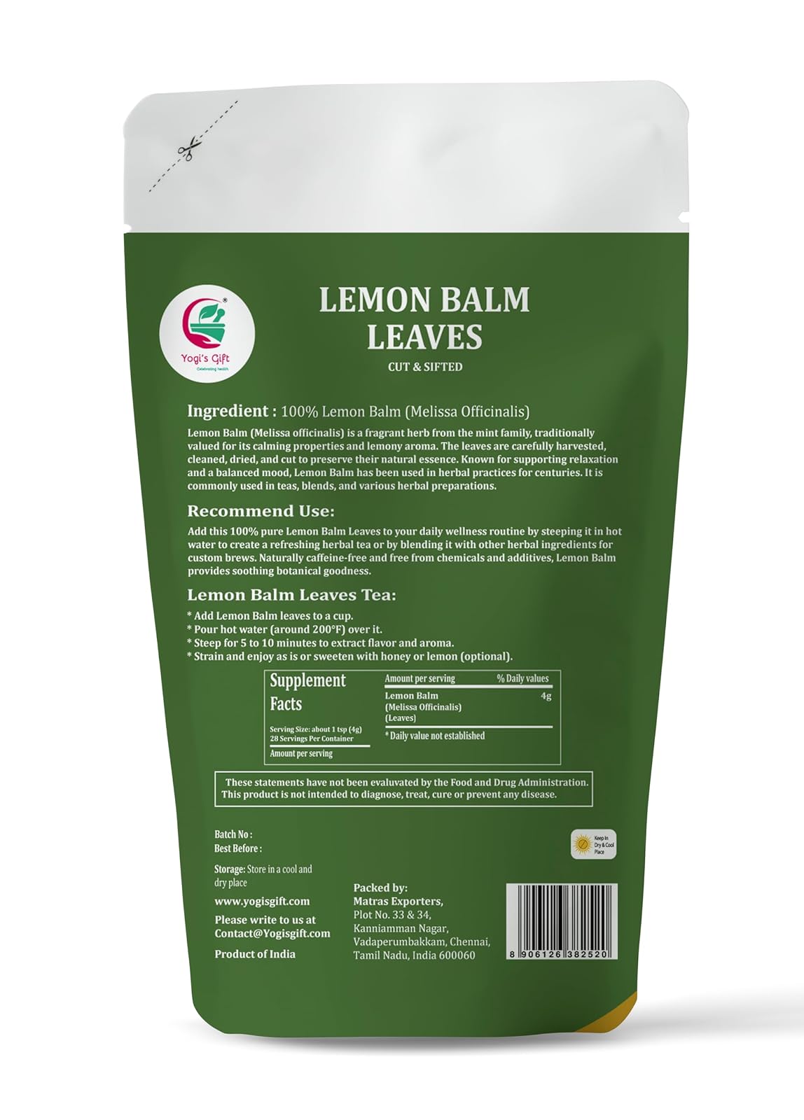 dried lemon balm leaves for relaxation