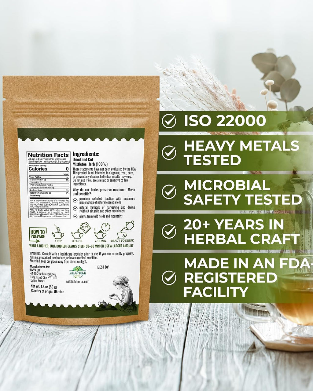 Dried mistletoe herb tea blend