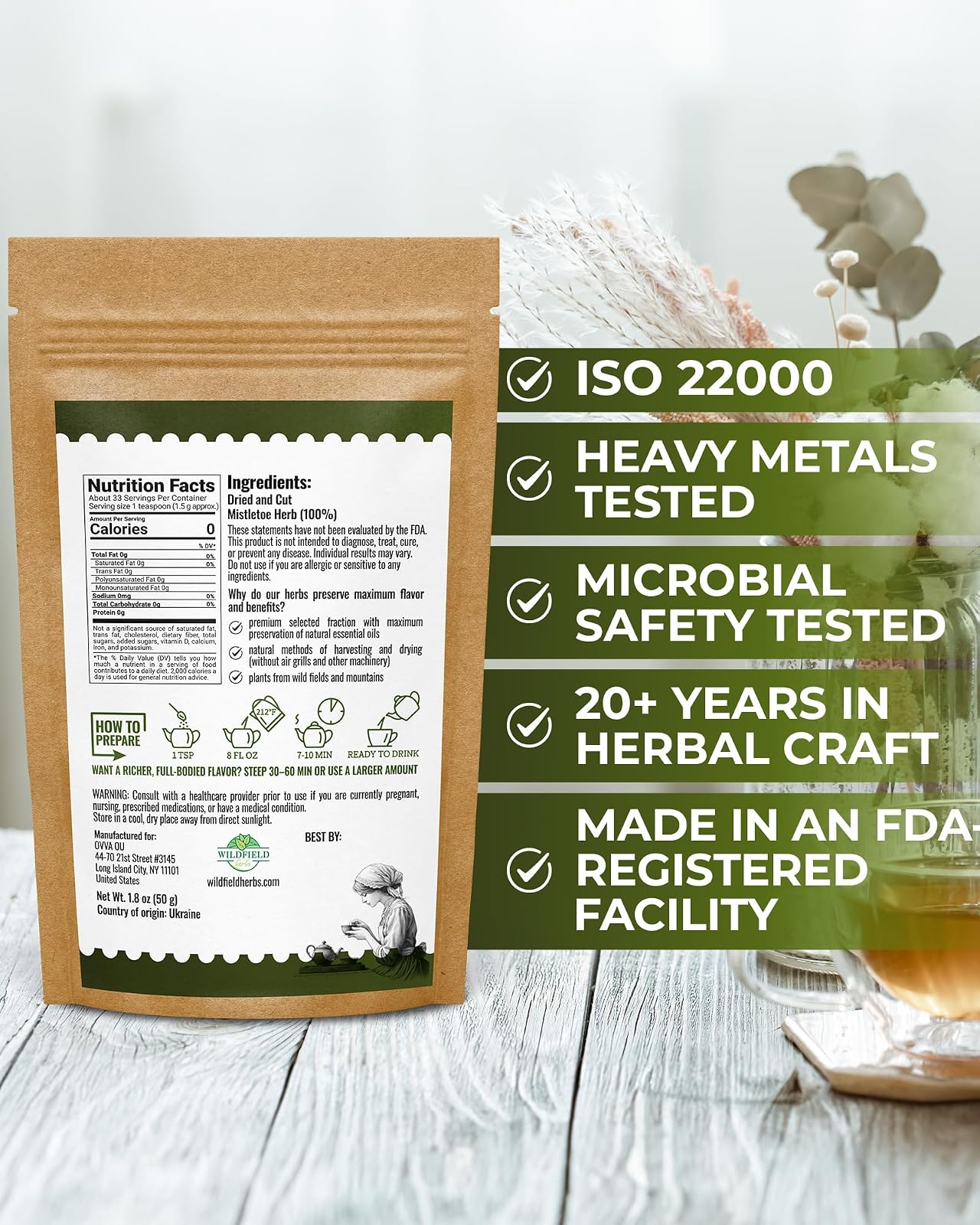 Dried mistletoe herb tea blend