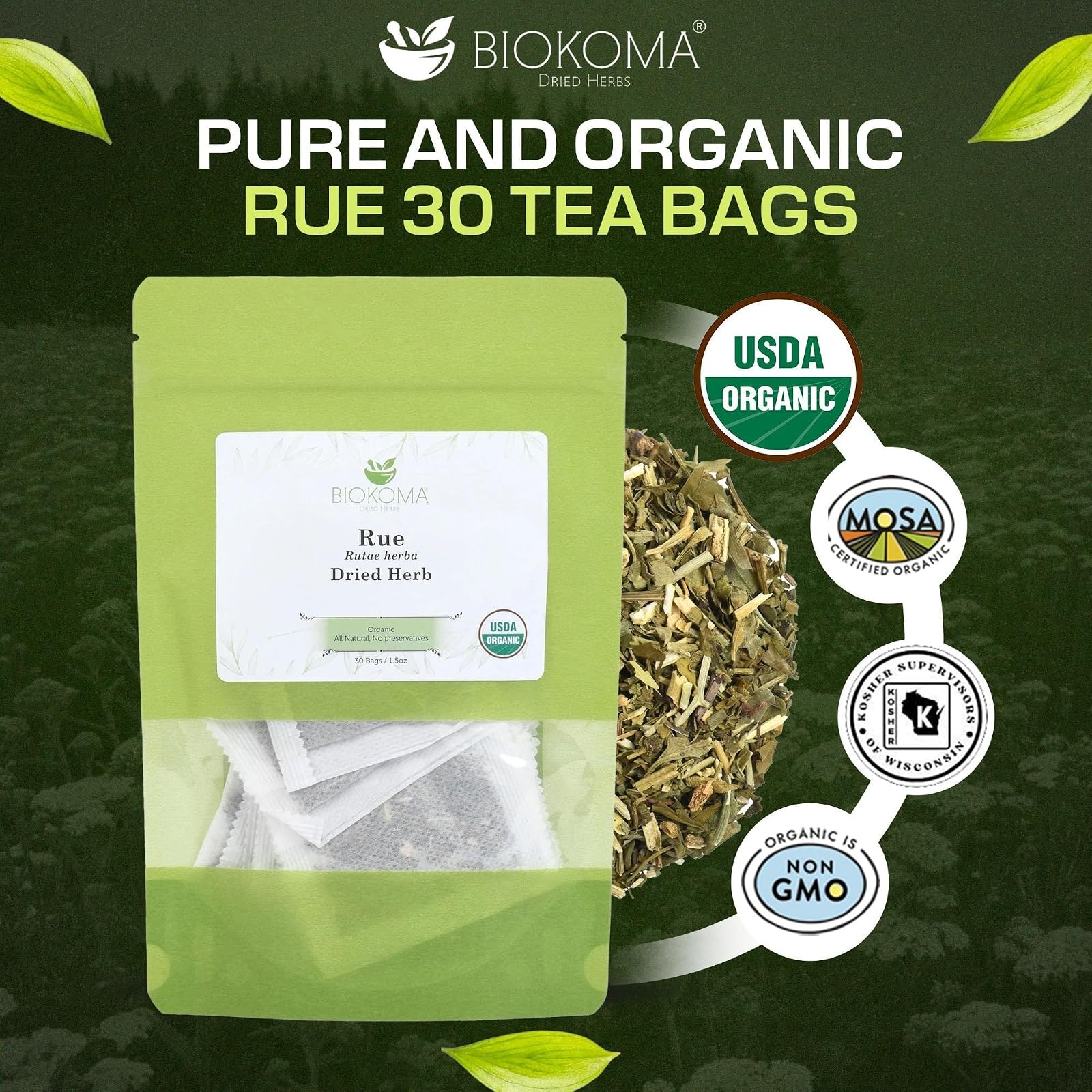 dried rue herb tea bags