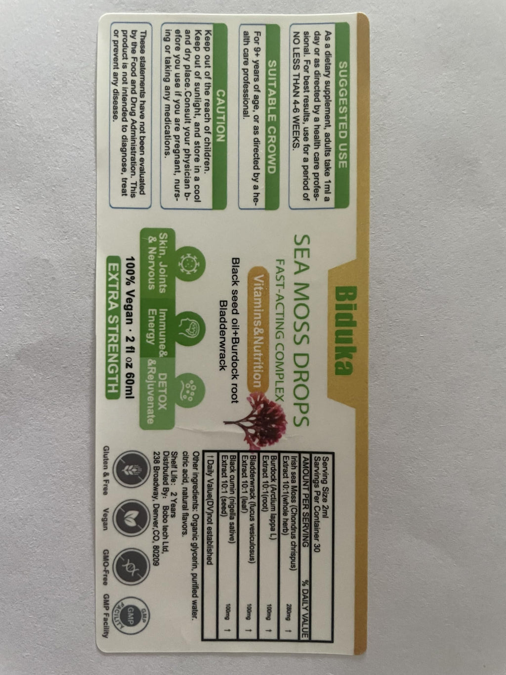 Dried seaweed supplement for energy