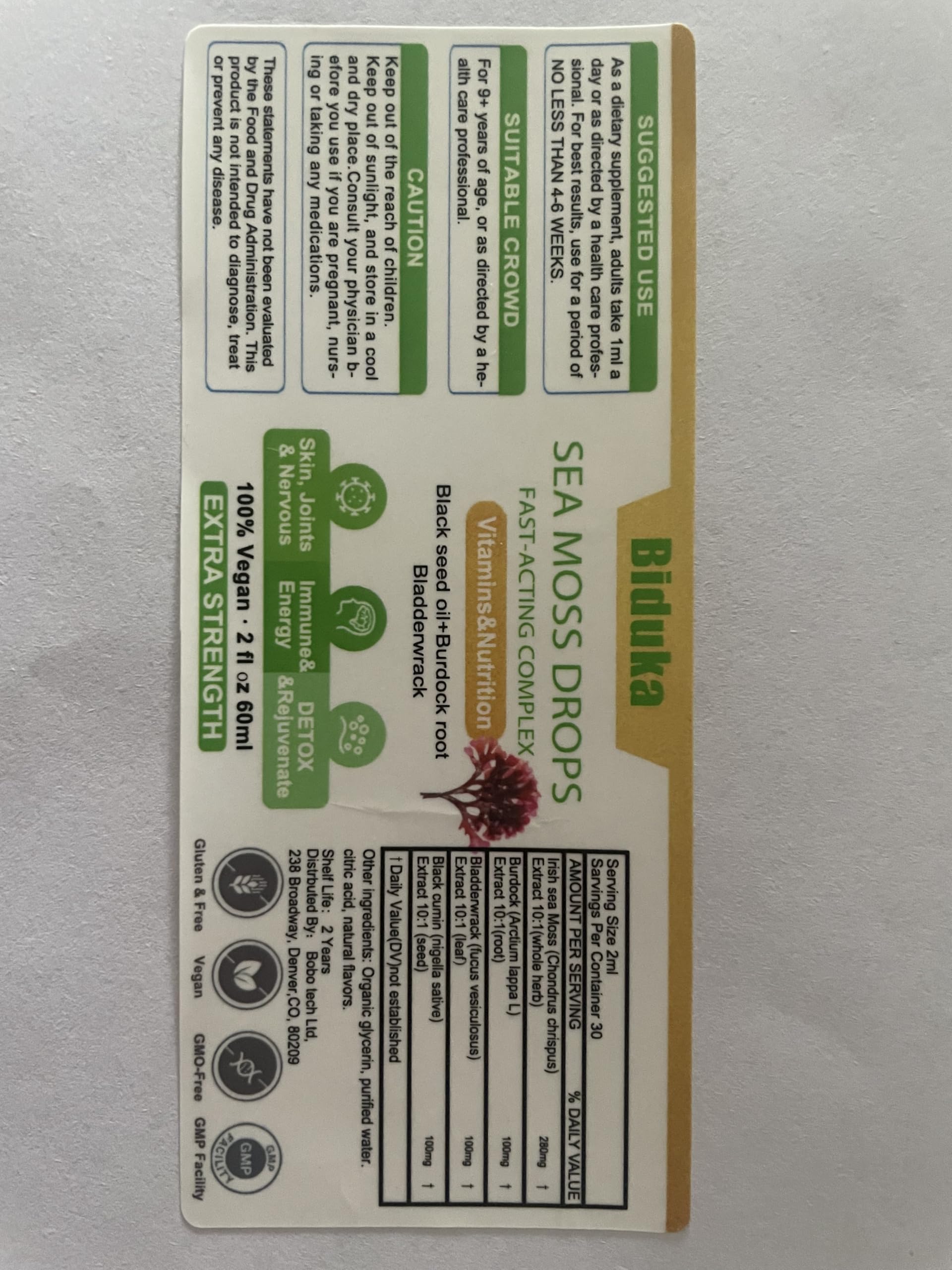 Dried seaweed supplement for energy