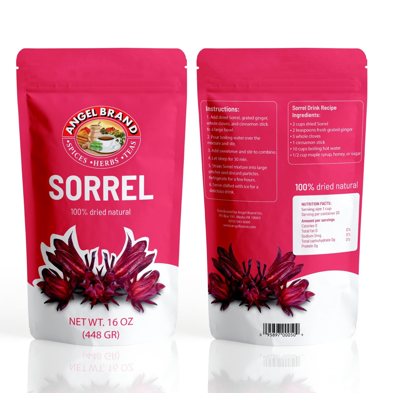 Dried sorrel hibiscus flowers pouch
