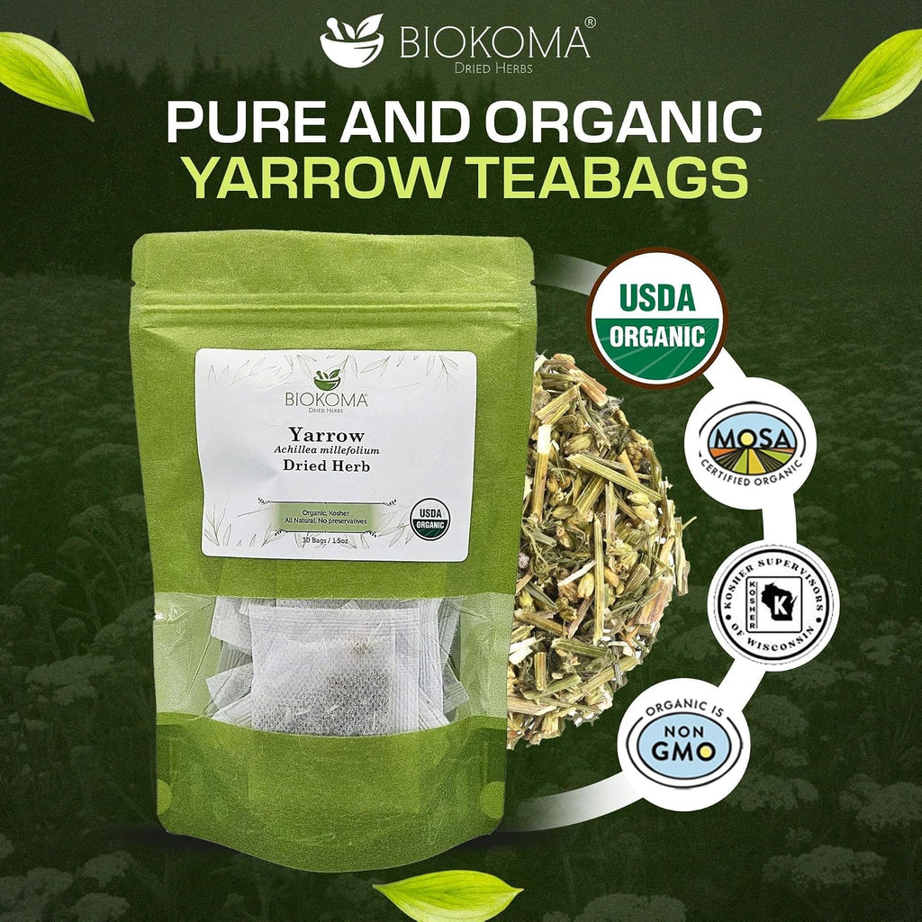 dried yarrow herb for soothing tea