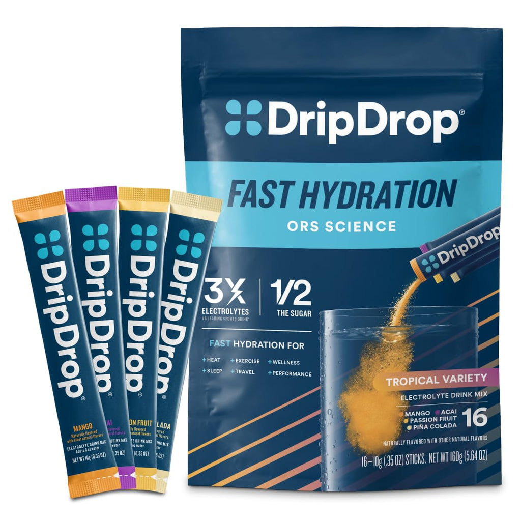 DripDrop electrolyte packets for hydration