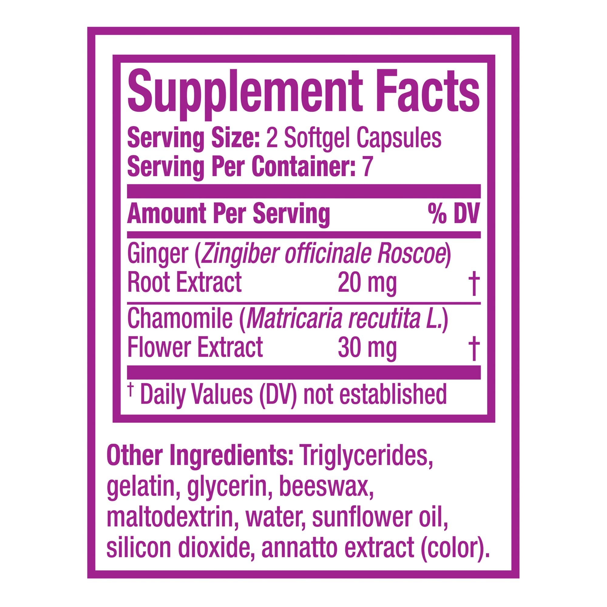 drug-free ginger and chamomile softgels