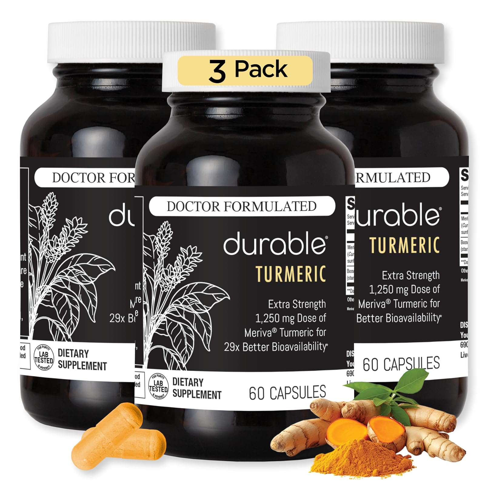 Durable turmeric curcumin capsules for wellness