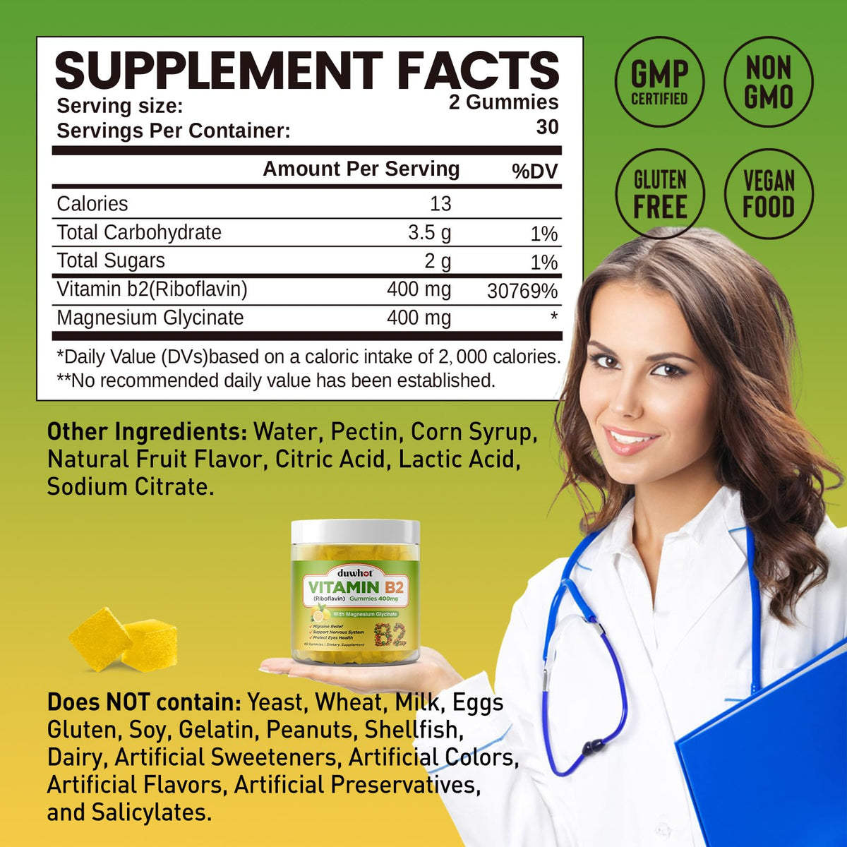 duwhot Vitamin B2 gummies 400 mg