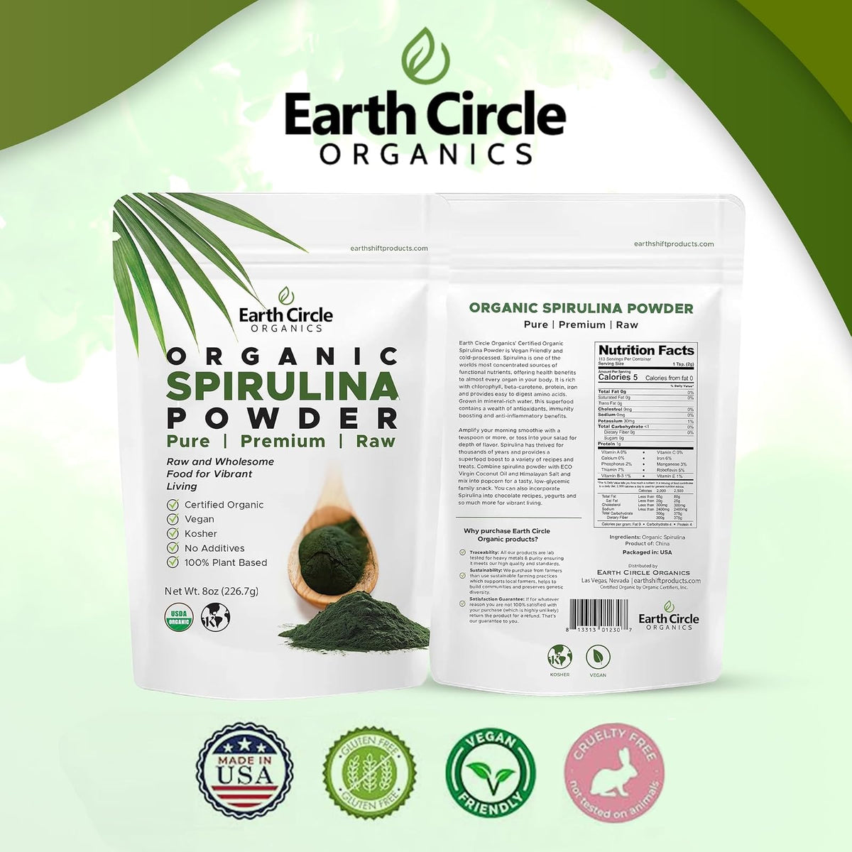 Earth Circle spirulina powder for baking