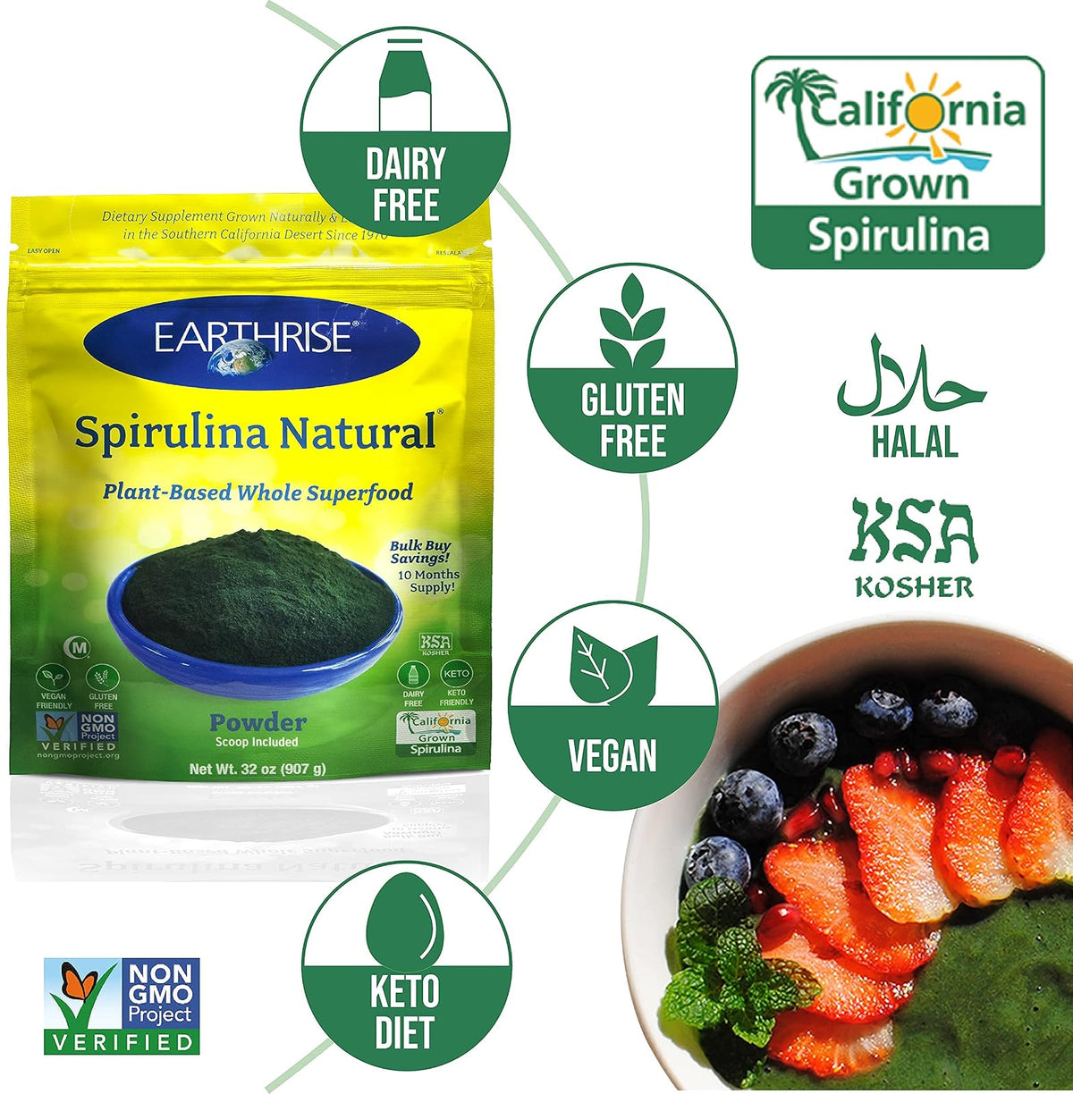 Earthrise spirulina for energy boost