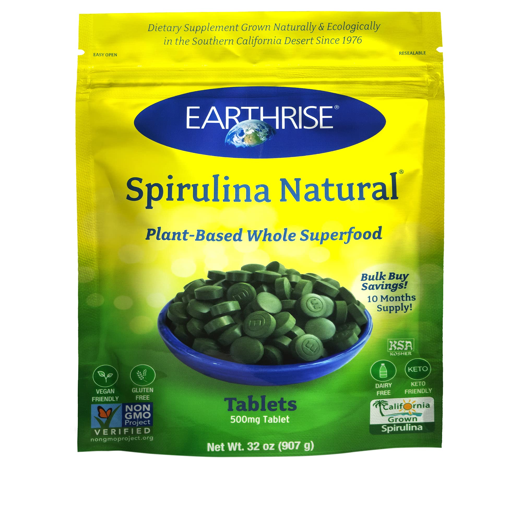 Earthrise spirulina tablets for energy
