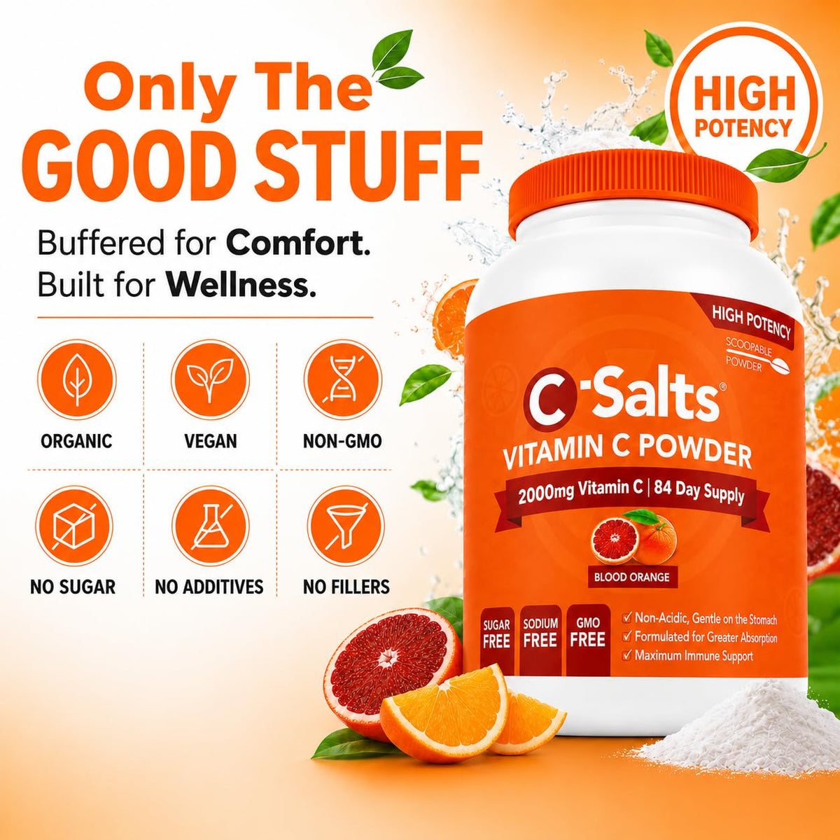 Easily mixable Vitamin C powder