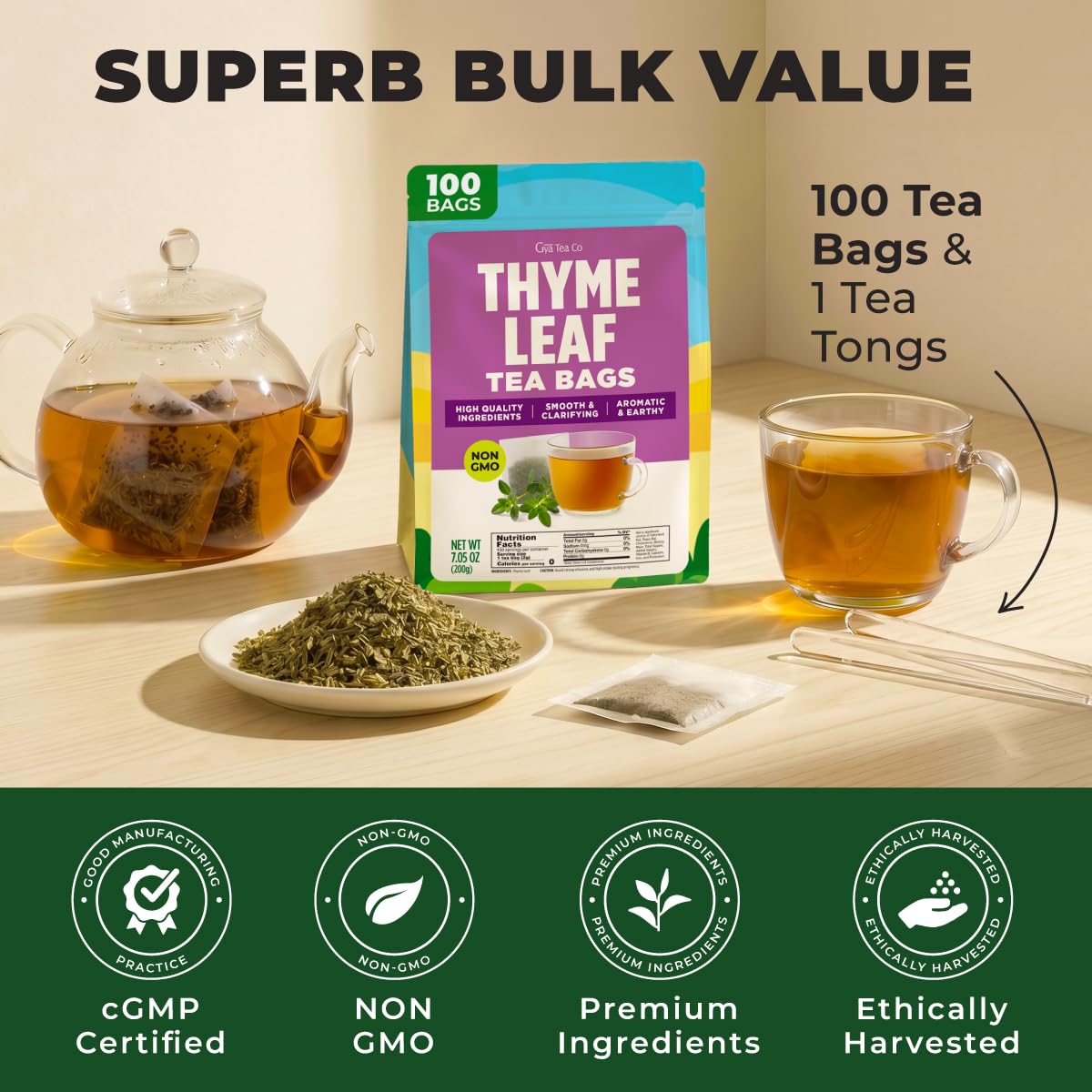 easy brew thyme leaf tea bags