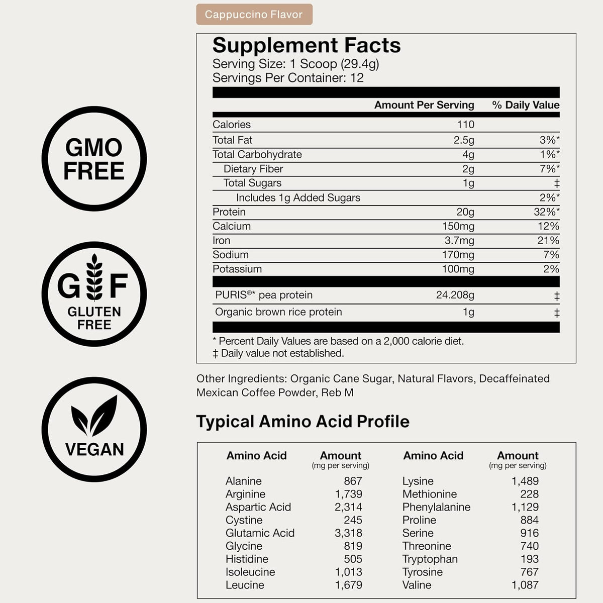 easy-mixing cappuccino plant protein supplement