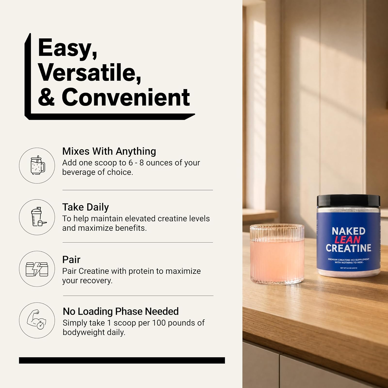 easy-mixing creatine HCl powder