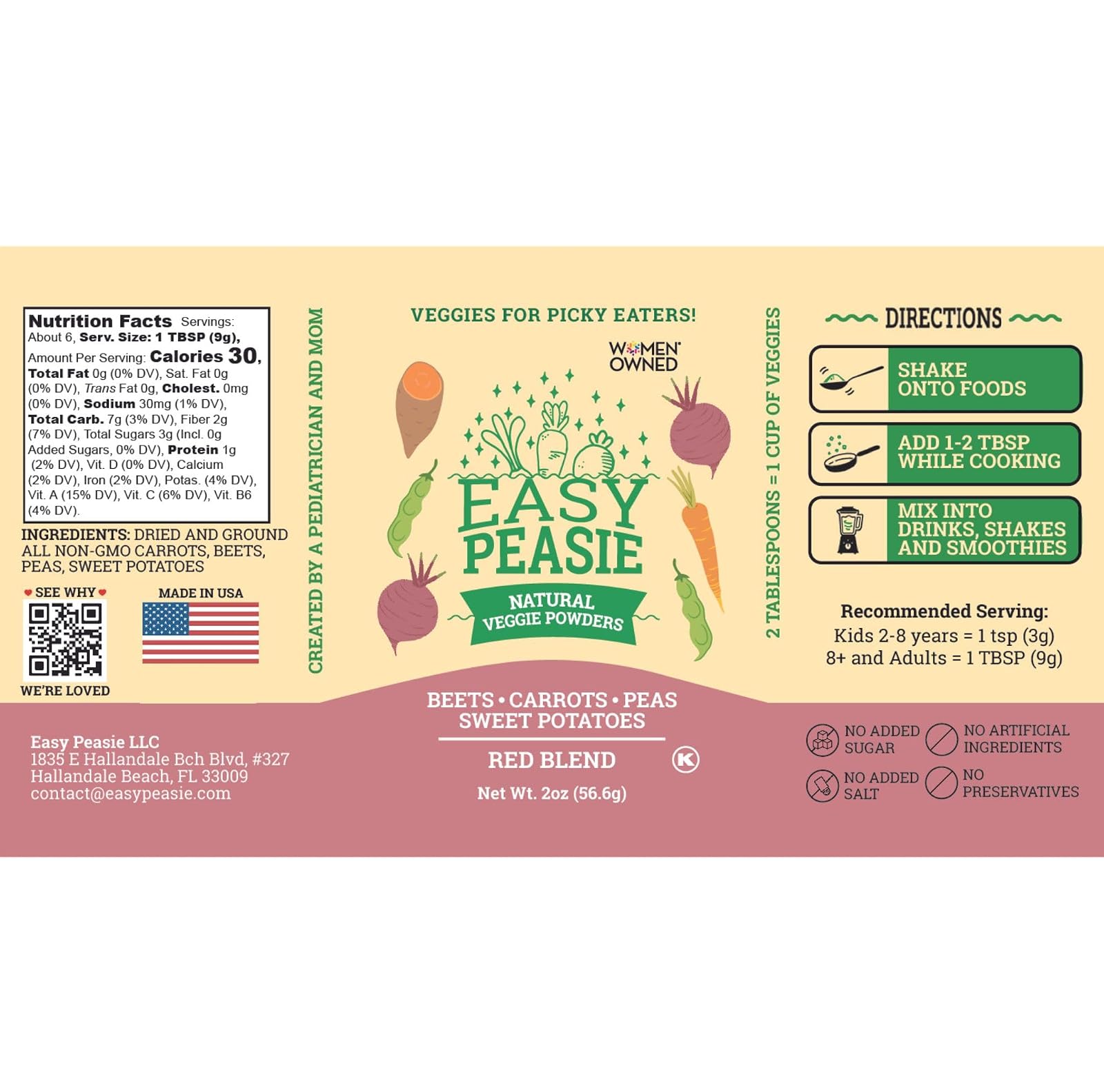 Easy Peasie Veggie Powder Red Blend convenient vitamins