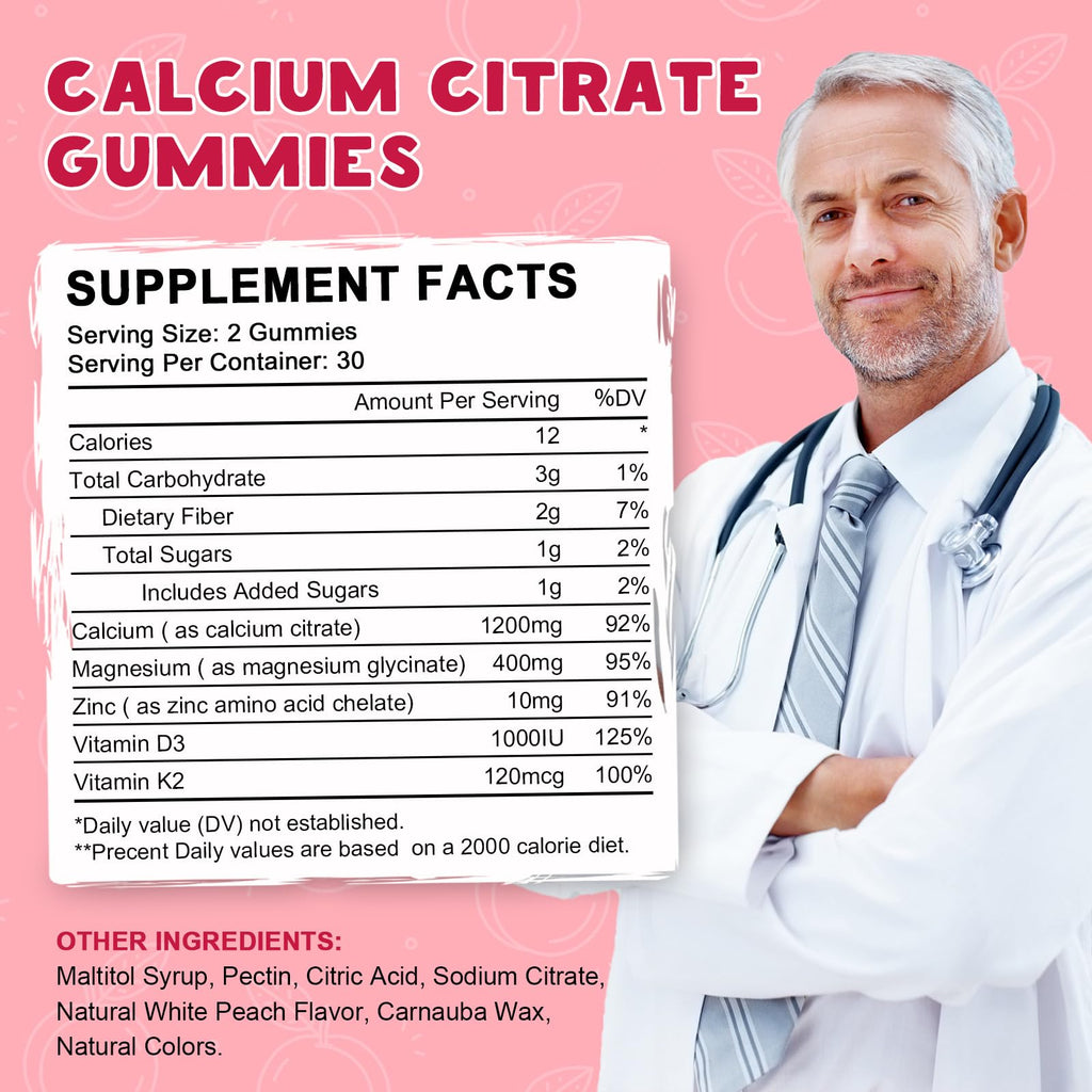 Easy-to-chew calcium citrate gummies