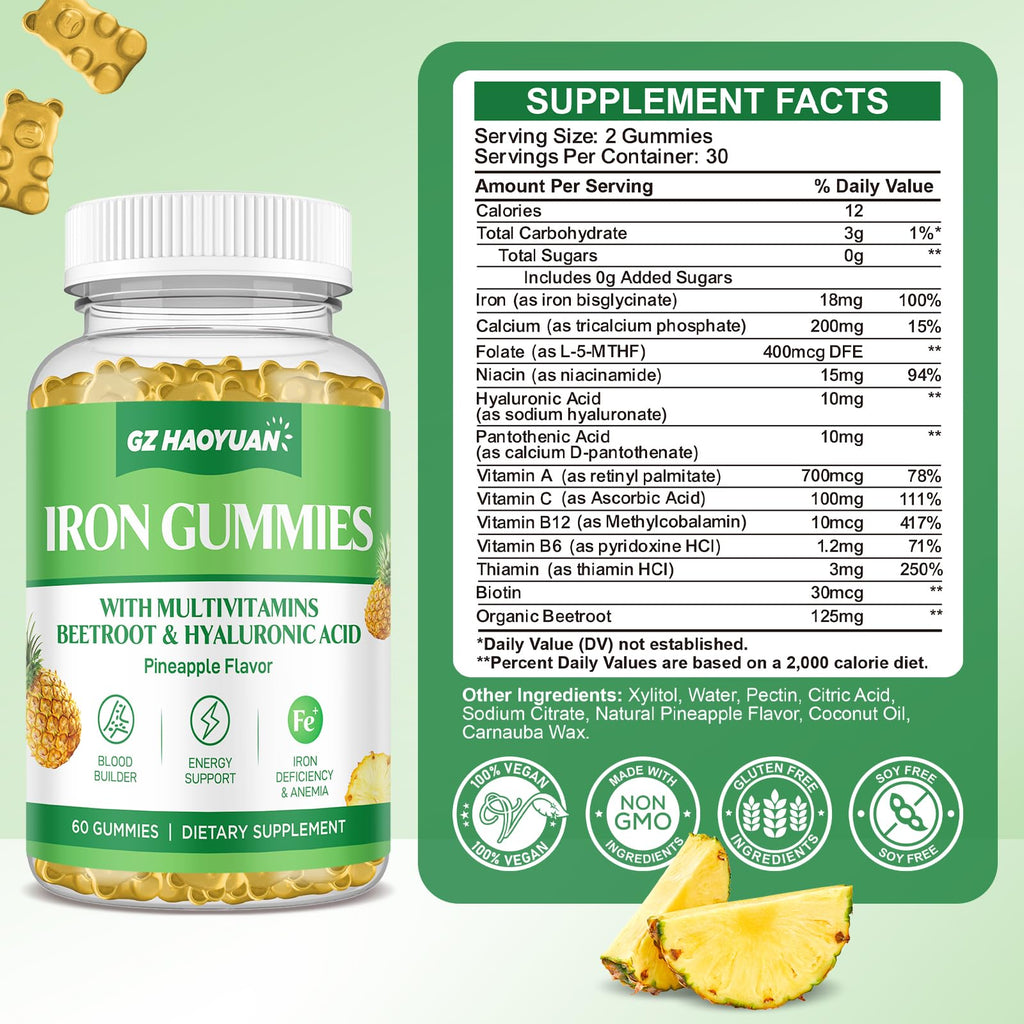 Easy-to-chew iron multivitamins