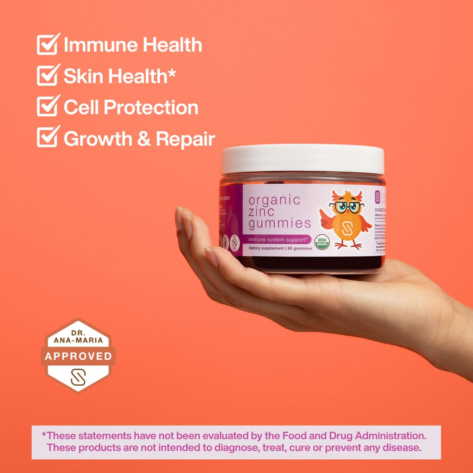 easy-to-chew organic zinc gummies