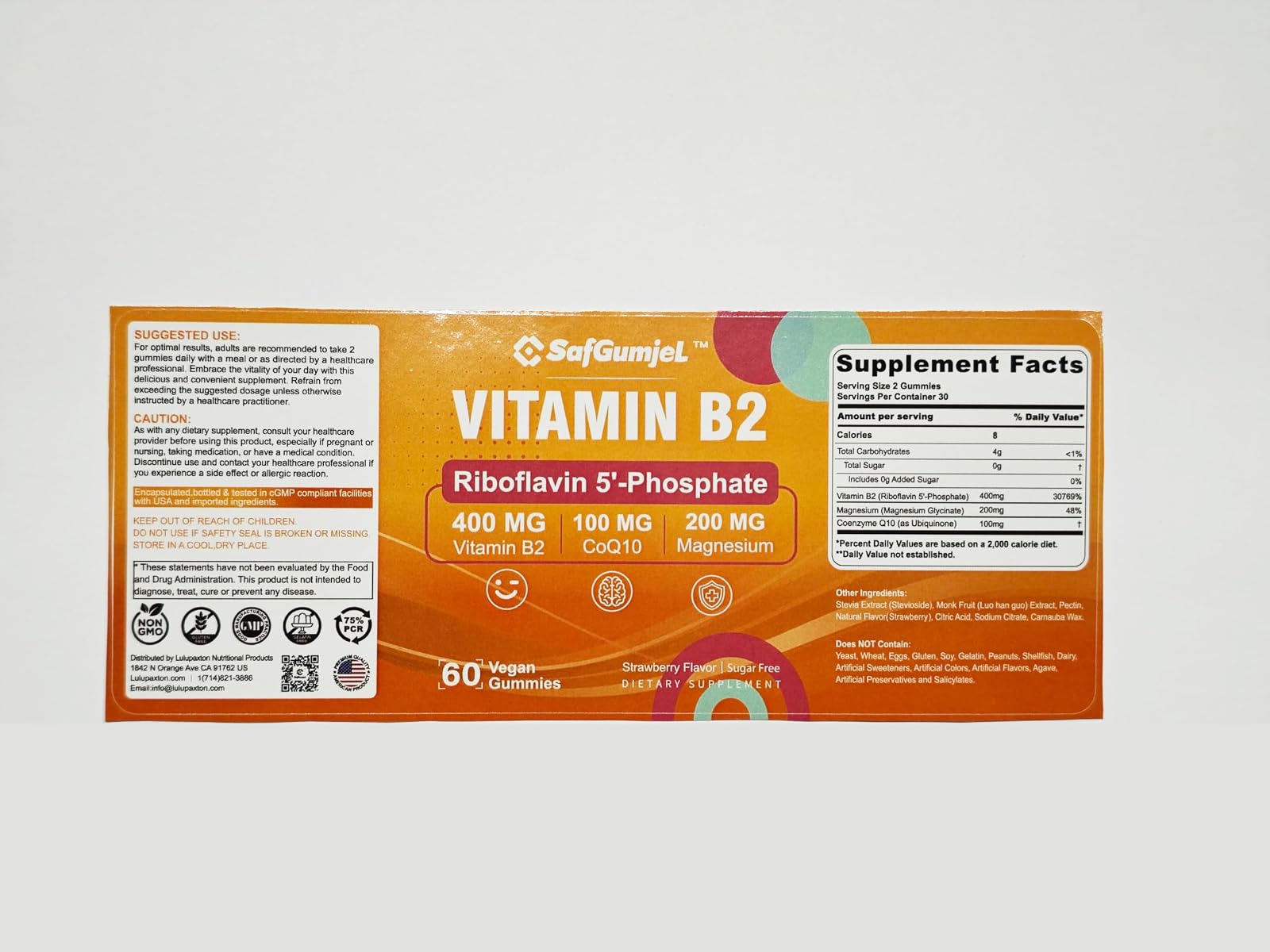 Easy to chew vitamin B2 gummies
